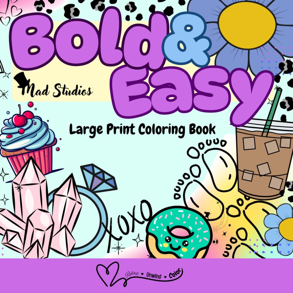Amazon.com: Bold & Easy: A Fun Square Coloring Book for Adults & Teens ...