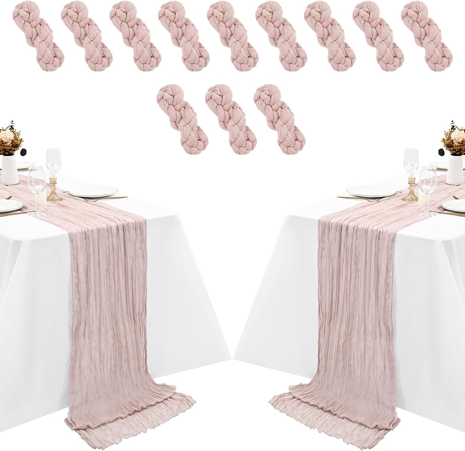 Amazon.com: 12 Pack Dusty Pink Cheesecloth Table Runner,10FT Gauze Boho ...