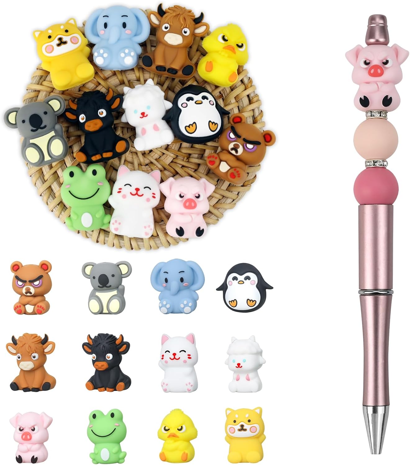 Amazon.com: SALUOKE 12pcs 3D Animals Silicone Focal Beads Silicone for ...