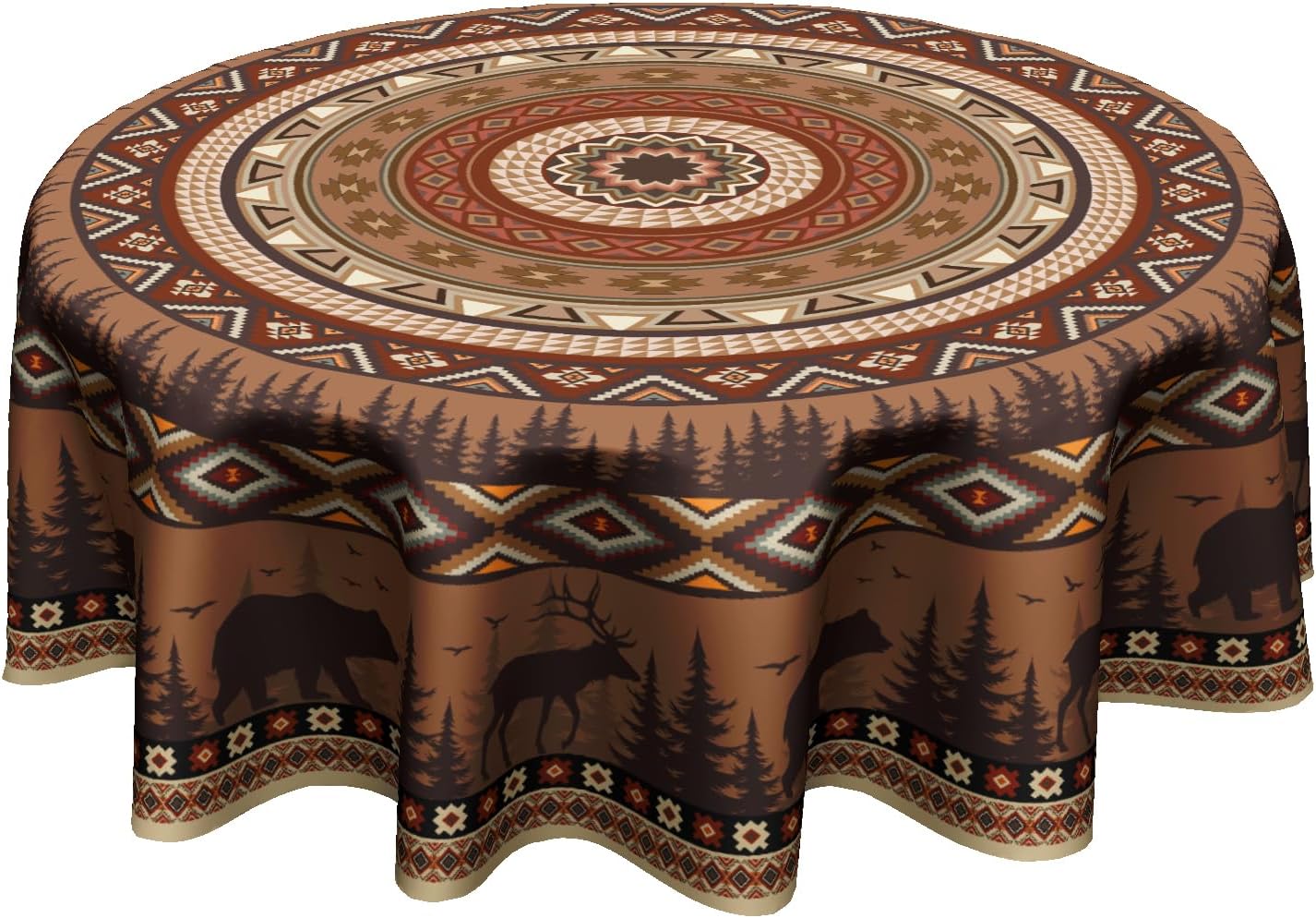 Amazon.com: Giwawa Rustic Bear Deer Tablecloth Round 60 Inch Ethnic ...
