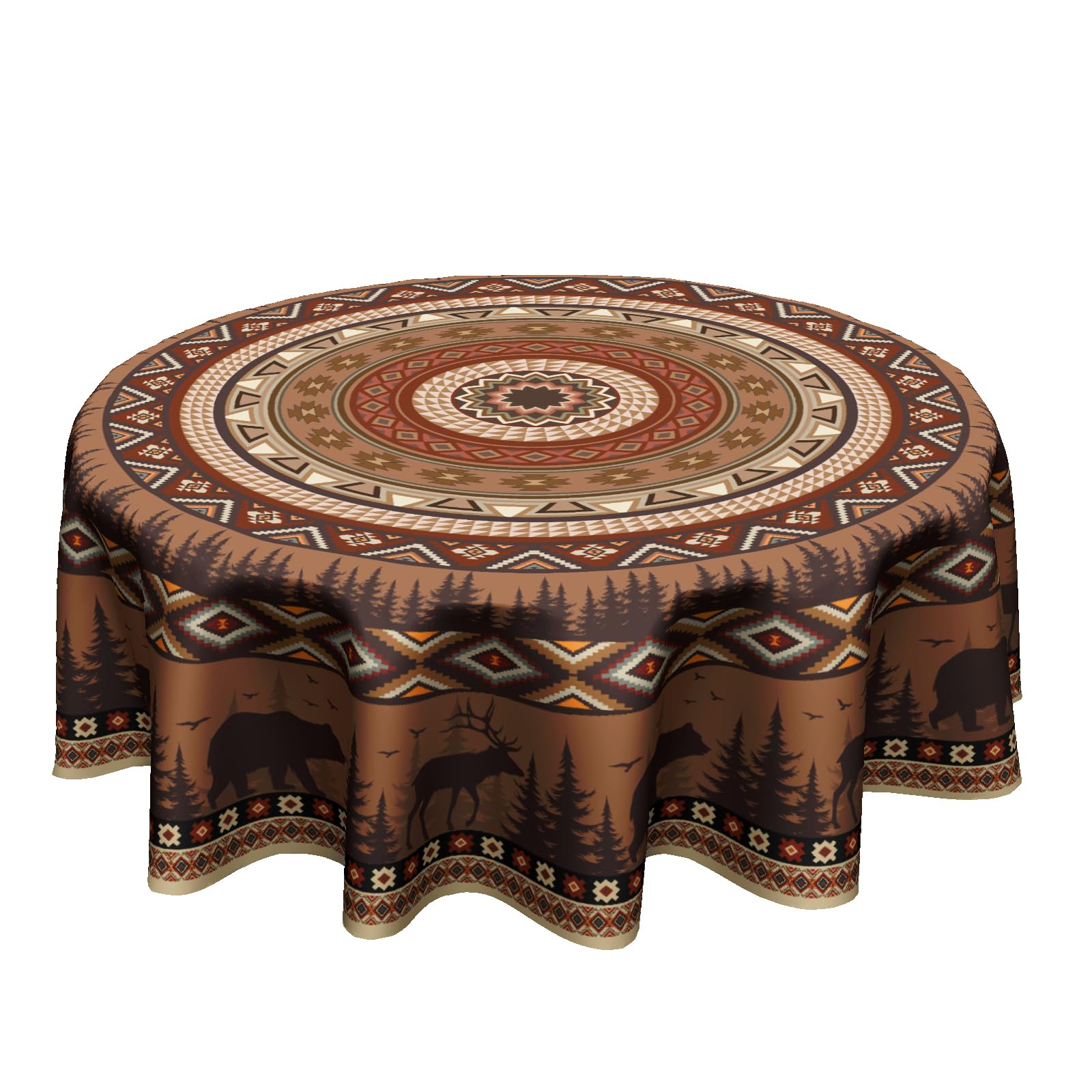 Amazon.com: Giwawa Rustic Bear Deer Tablecloth Round 60 Inch Ethnic ...