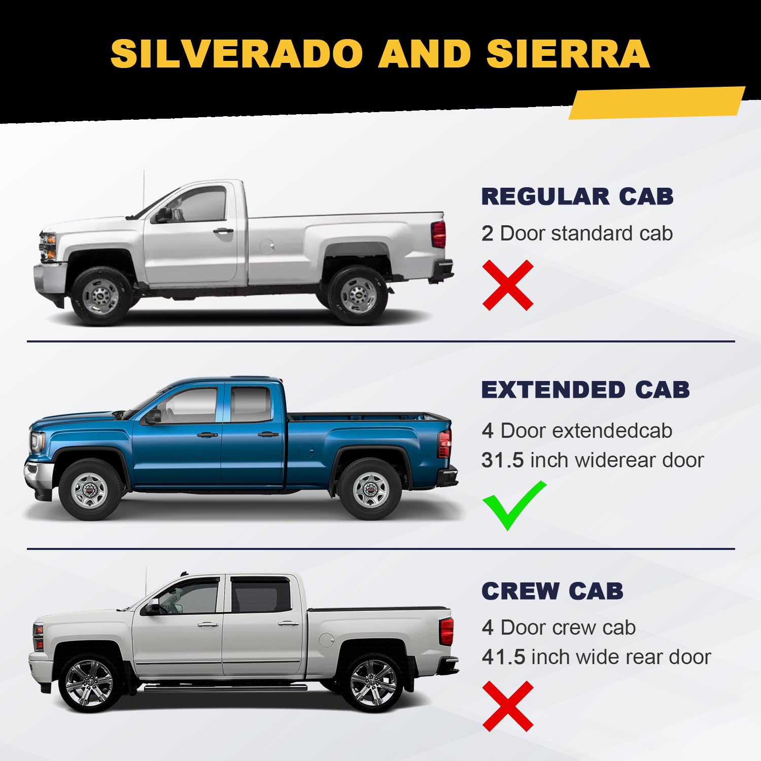 Snapklik.com : Rocker Panel Cab Corner Kit Fit For 2014-2018 Chevy ...