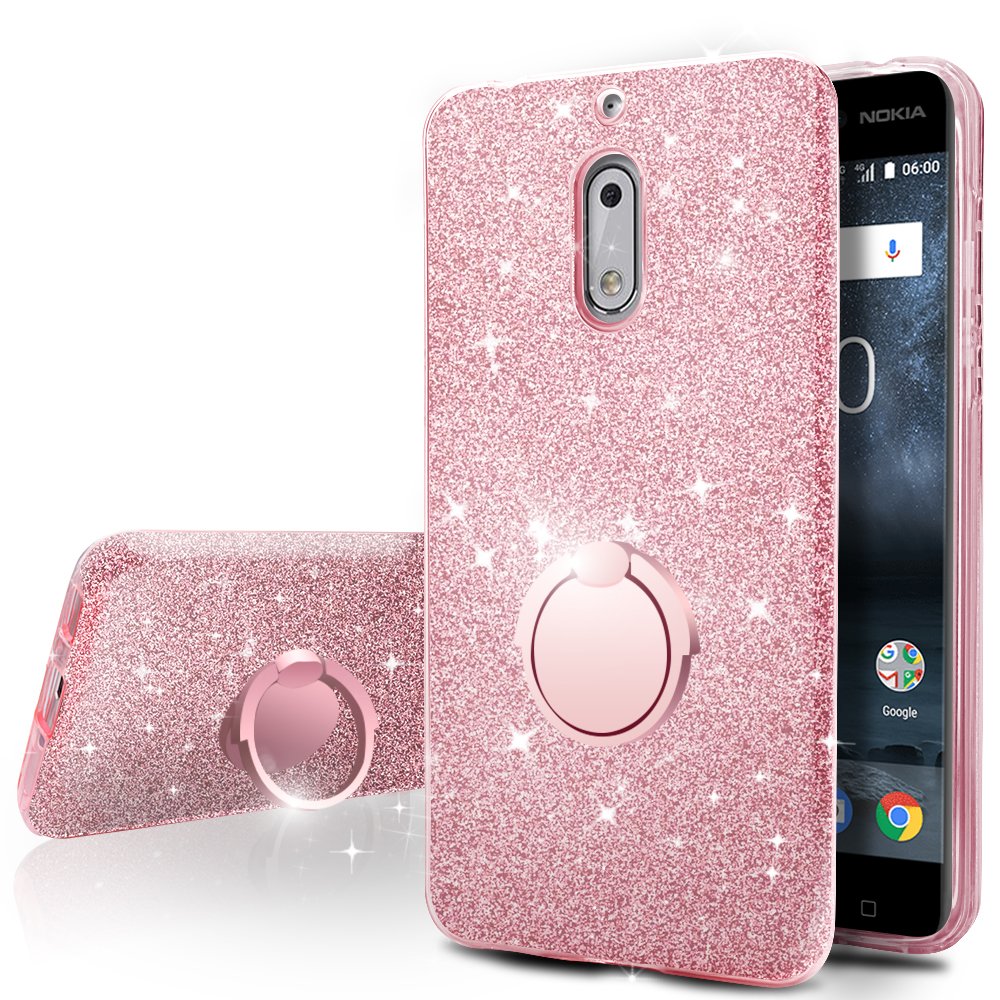 Nokia 6 Case,Silverback Girls Bling Glitter Sparkle Cute Phone Case ...