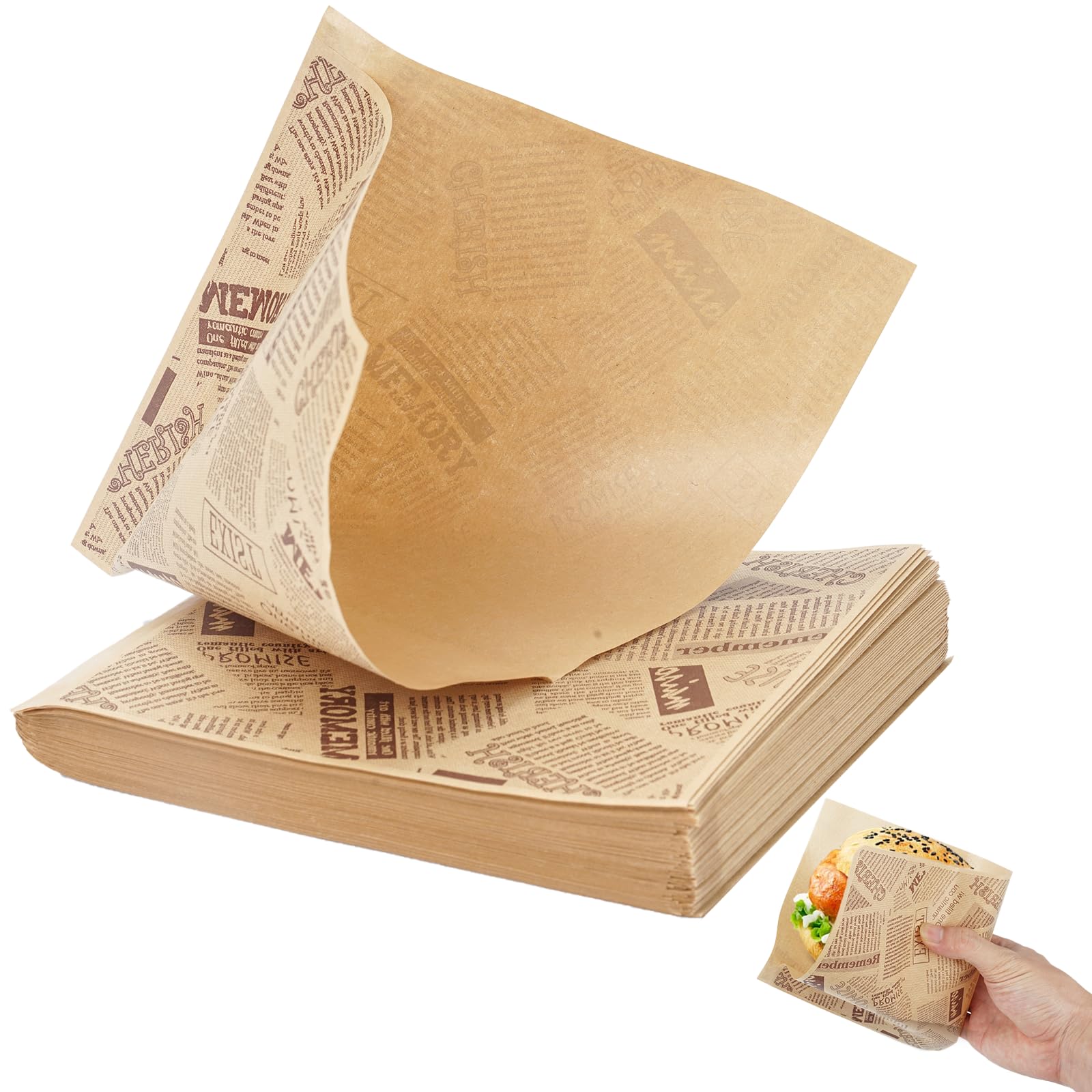 100 Feuilles Sacs à Hamburgers en Papier, 15 x 15 cm Sachet Sandwich ...