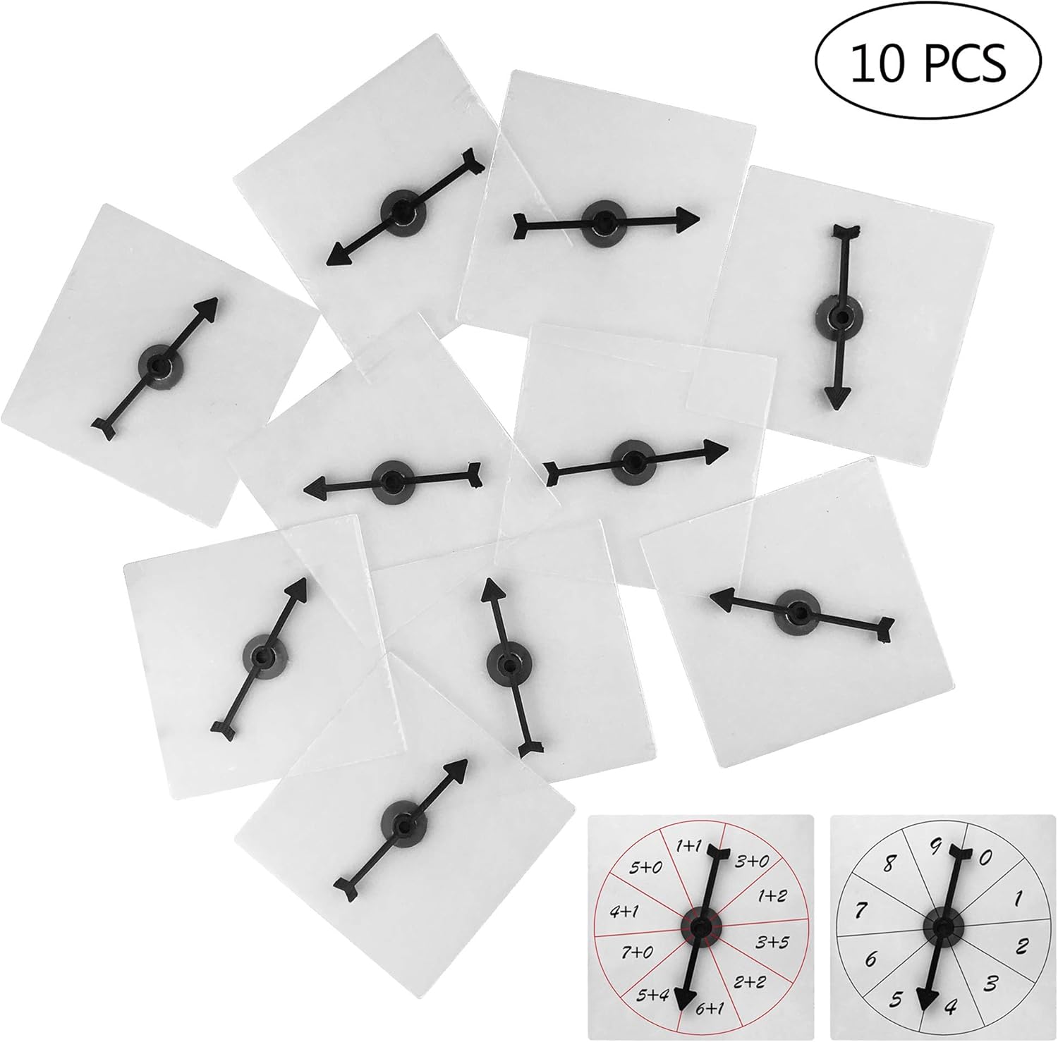 10 PCS Clear Transparent Spinners with Rotating Arrow Dry Erase Math ...