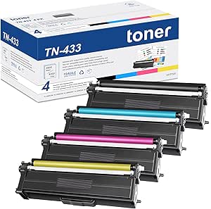 Amazon.com: TJ TN433 TN-433 Toner Cartridges 4 Pack (Black/Cyan/Magenta ...