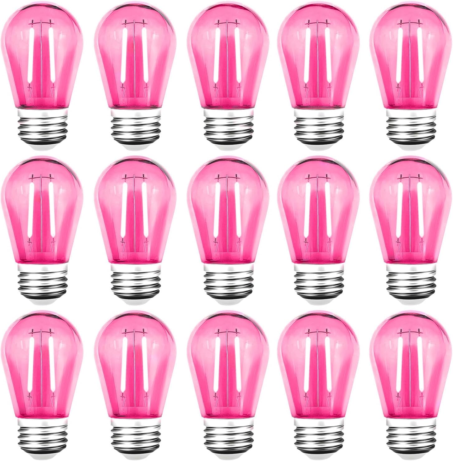 GUILEDUO 15 Pack S14 LED Pink String Light Bulbs, Shatterproof 2 Watt ...