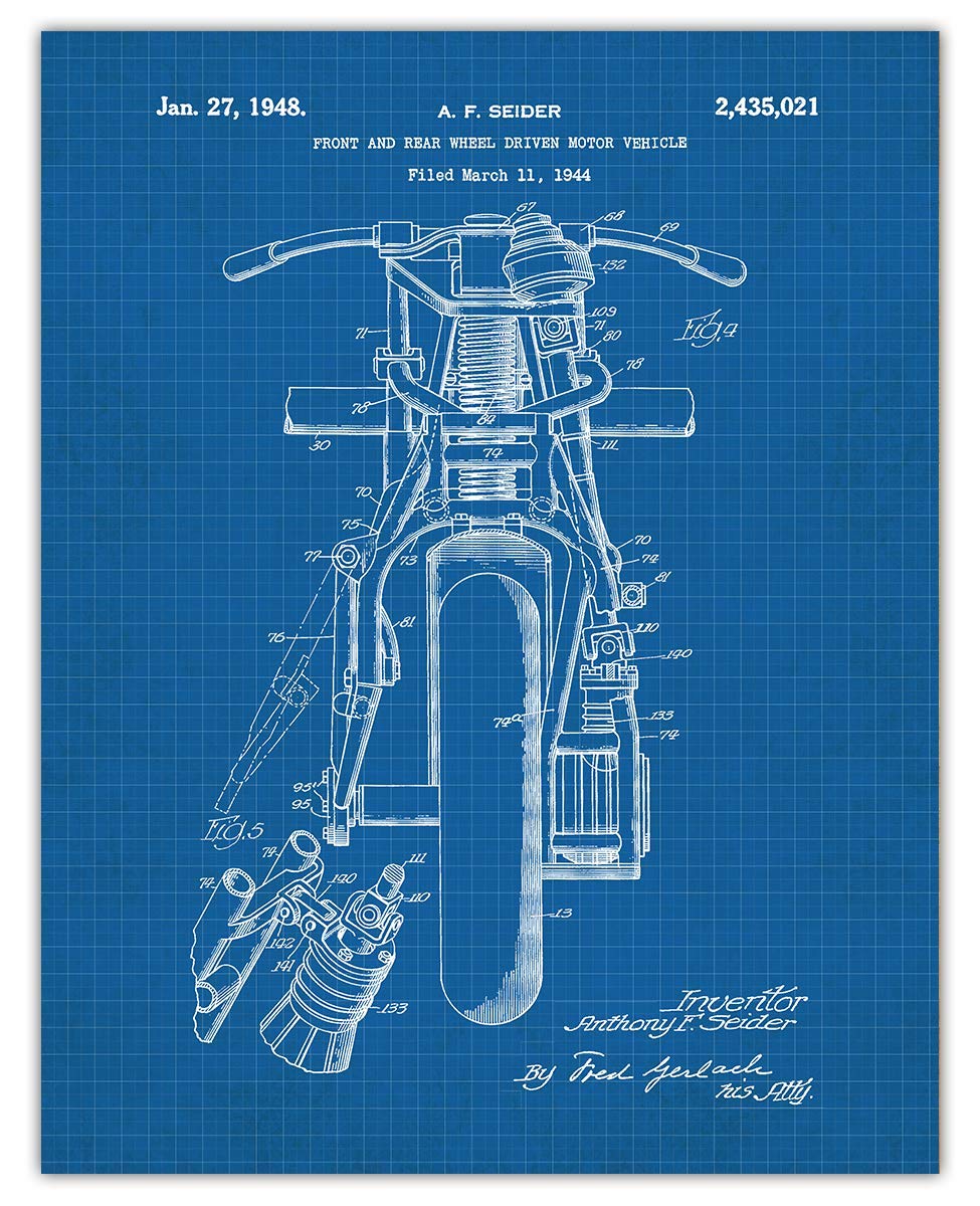 Amazon.com: Vintage Patent Prints - Indian Motorcycle Wall Art ...