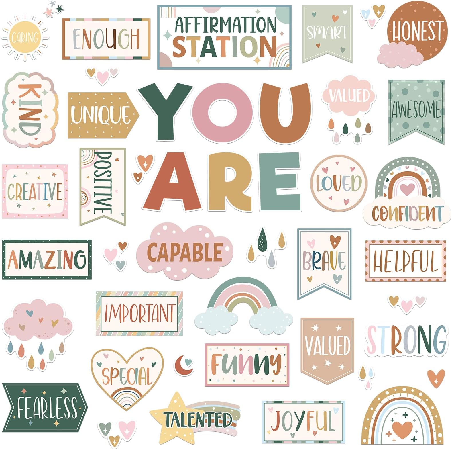 Amazon.com: Bulletin Board Decoration Boho Rainbow Bulletin Board Decor ...