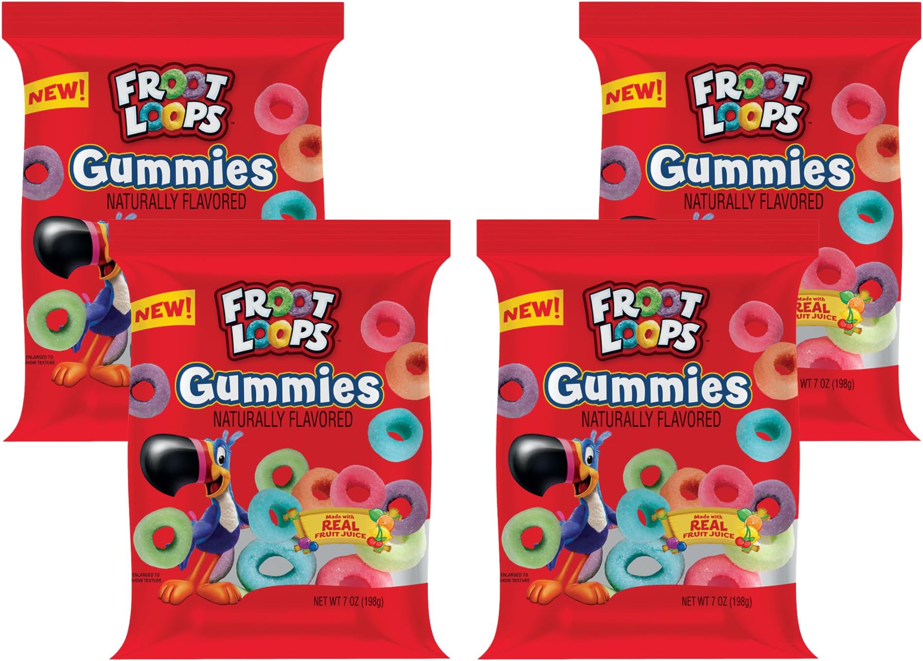 Amazon.com : Froot Loops Gummies Pack of 4, 7oz Each, Cereal Flavored ...