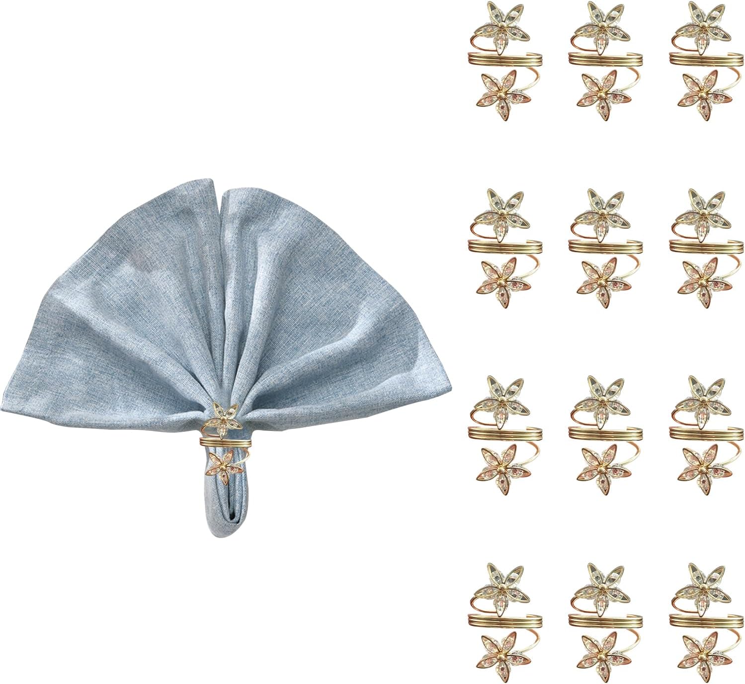 Amazon.com: Mabor Gold Napkin Rings Set of 8 Table Napkin Rings Pearl ...