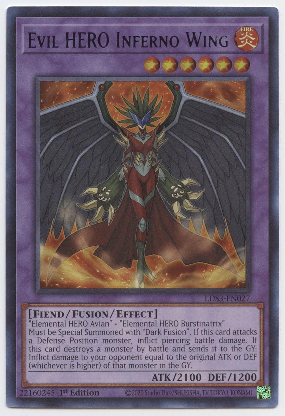 Amazon.com: Evil Hero Inferno Wing (Blue) - LDS3-EN027 - Ultra Rare ...