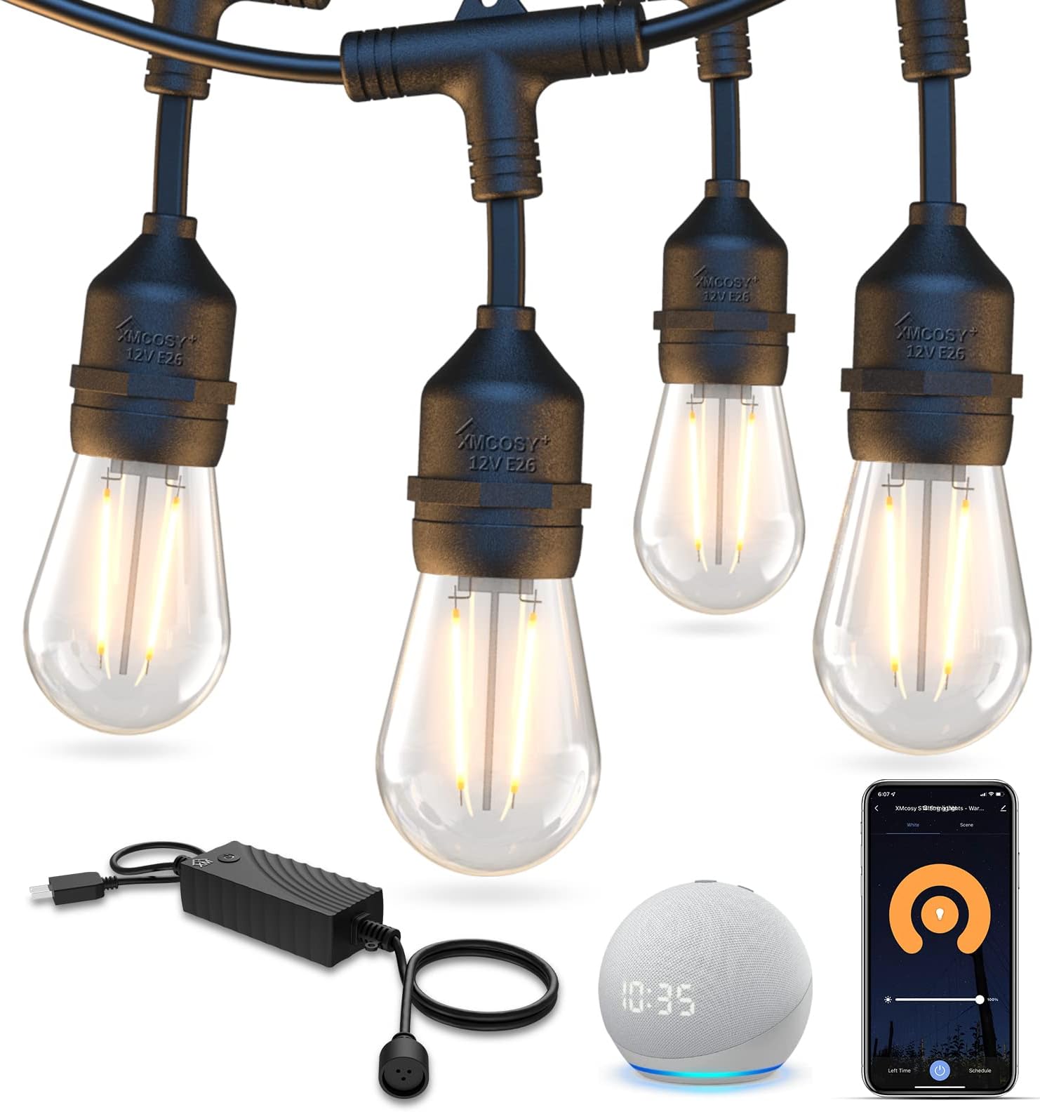XMCOSY+ Smart Outdoor String Lights, 75Ft G40 Globe Patio Lights with ...