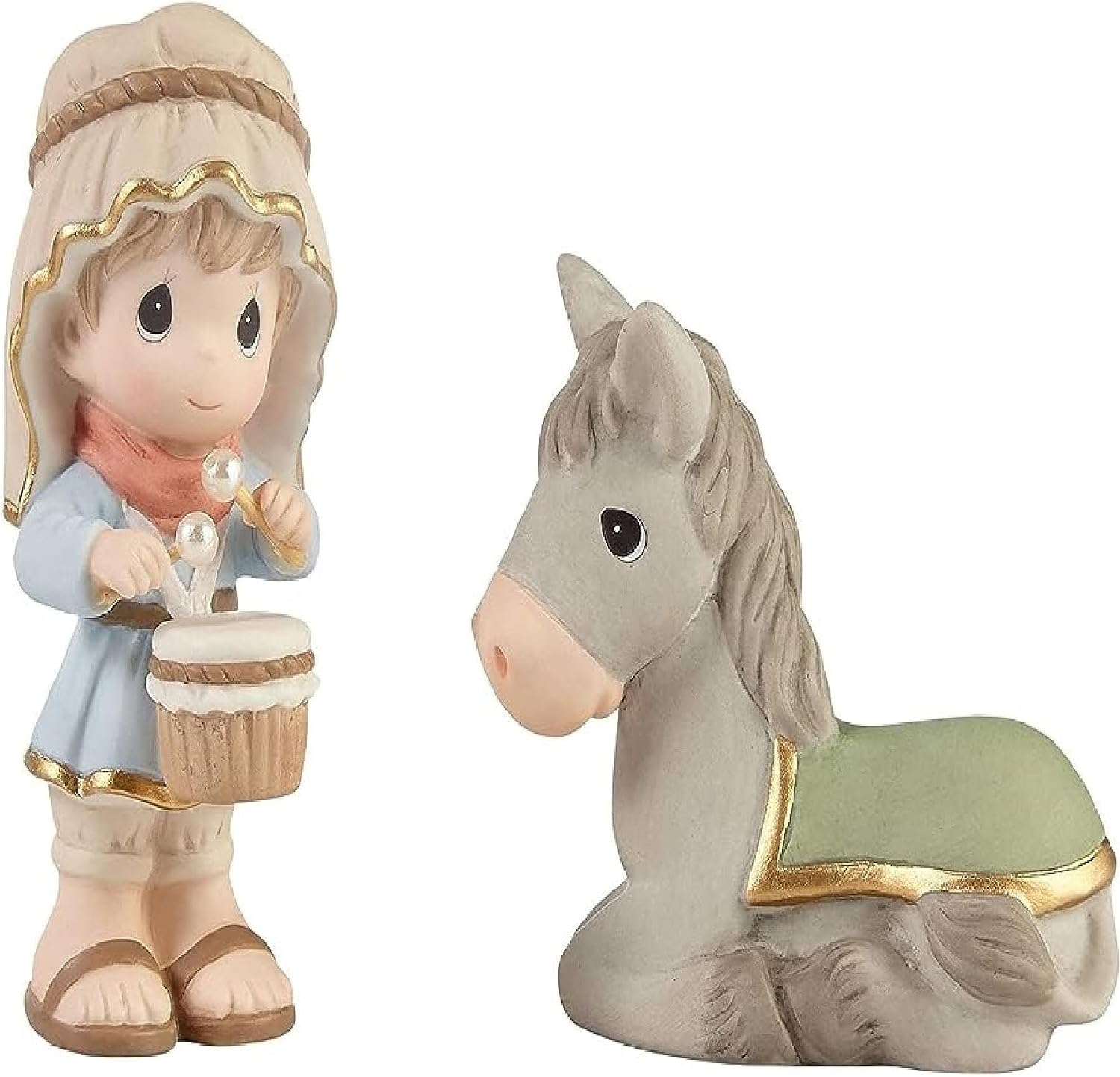 Precious Moments Little Drummer Boy and Donkey Figurines, Set of 2 ...