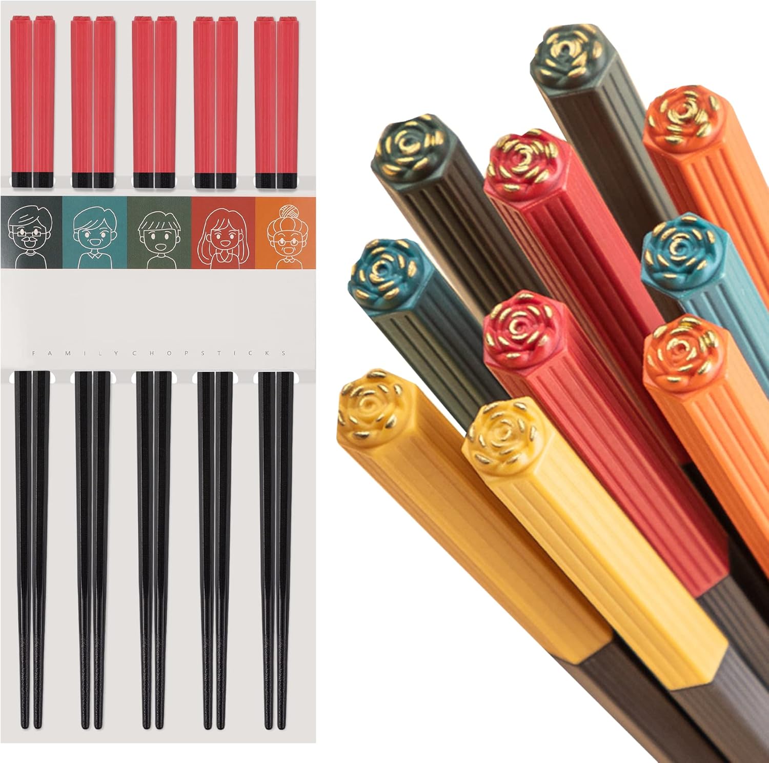 Amazon.com: 5 Pairs Fiberglass Chopsticks Reusable Dishwasher Safe ...