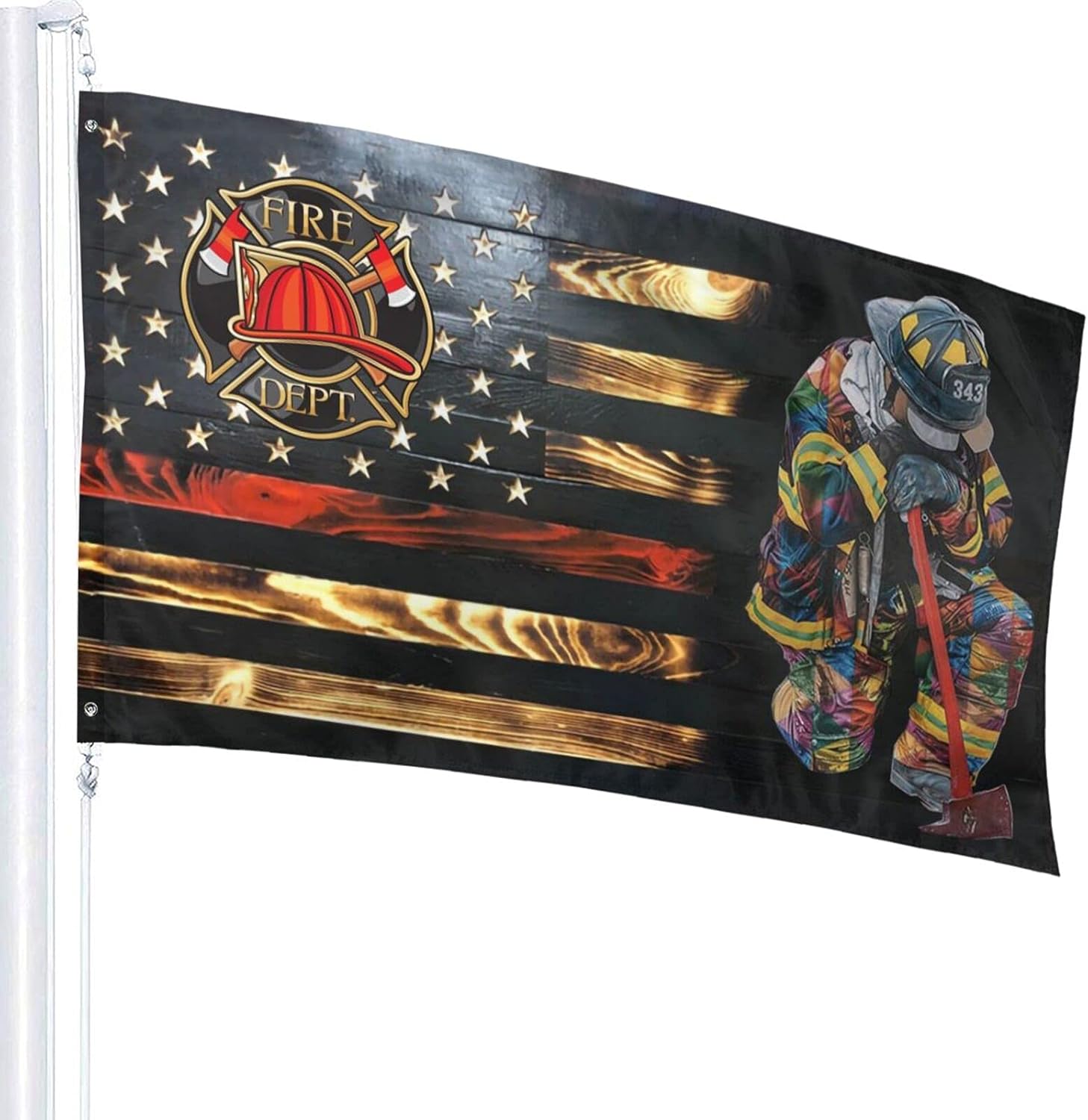 Amazon.com : Aleooie 343 Firefighter Never Forget 9-11-01 Flag 1pcs ...