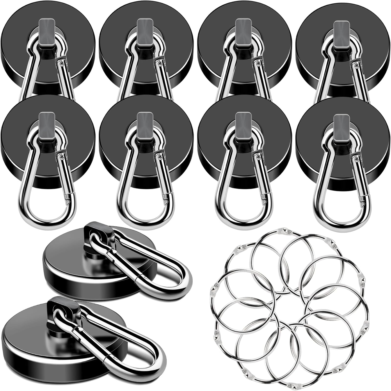Amazon.com: MIKEDE Strong Magnetic Hooks, 150LB Neodymium Black Magnets ...