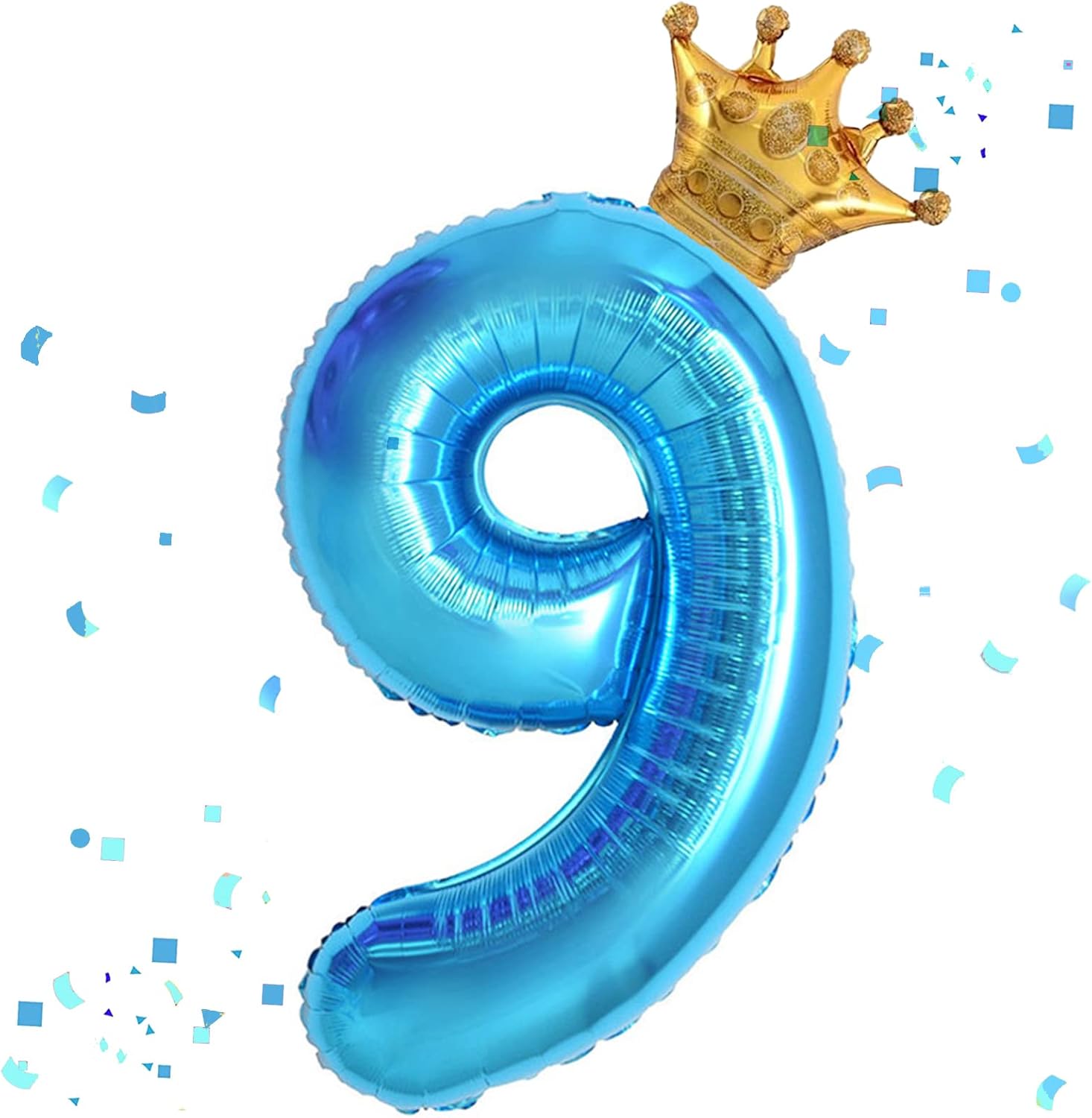 Amazon.com: 40 Inch Blue Number 9 & Mini Crown Balloon for Birthday ...