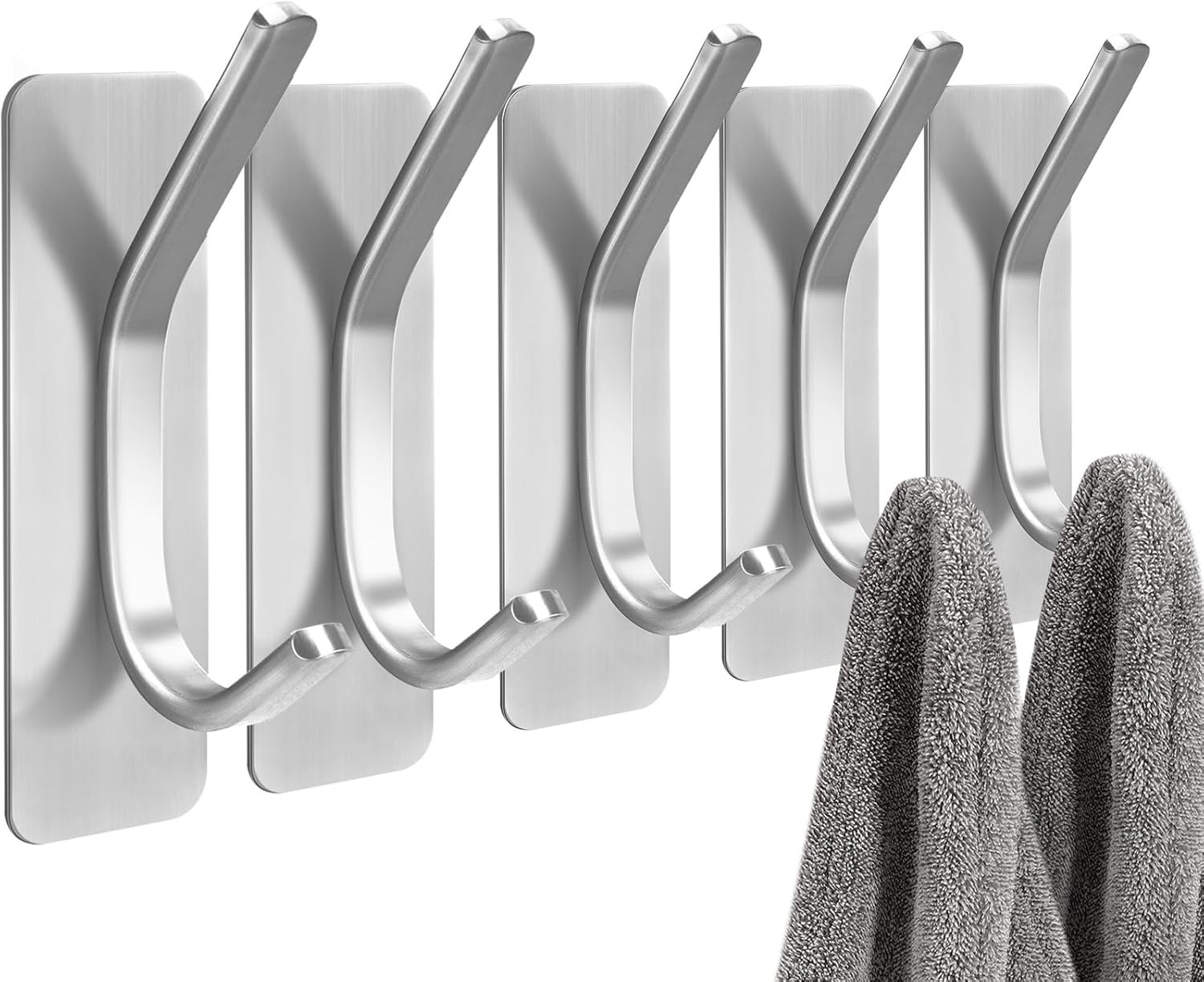 Tivcck Adhesive Towel Hook,5 Pack Adhesive Wall Hooks,Stick on Wall ...