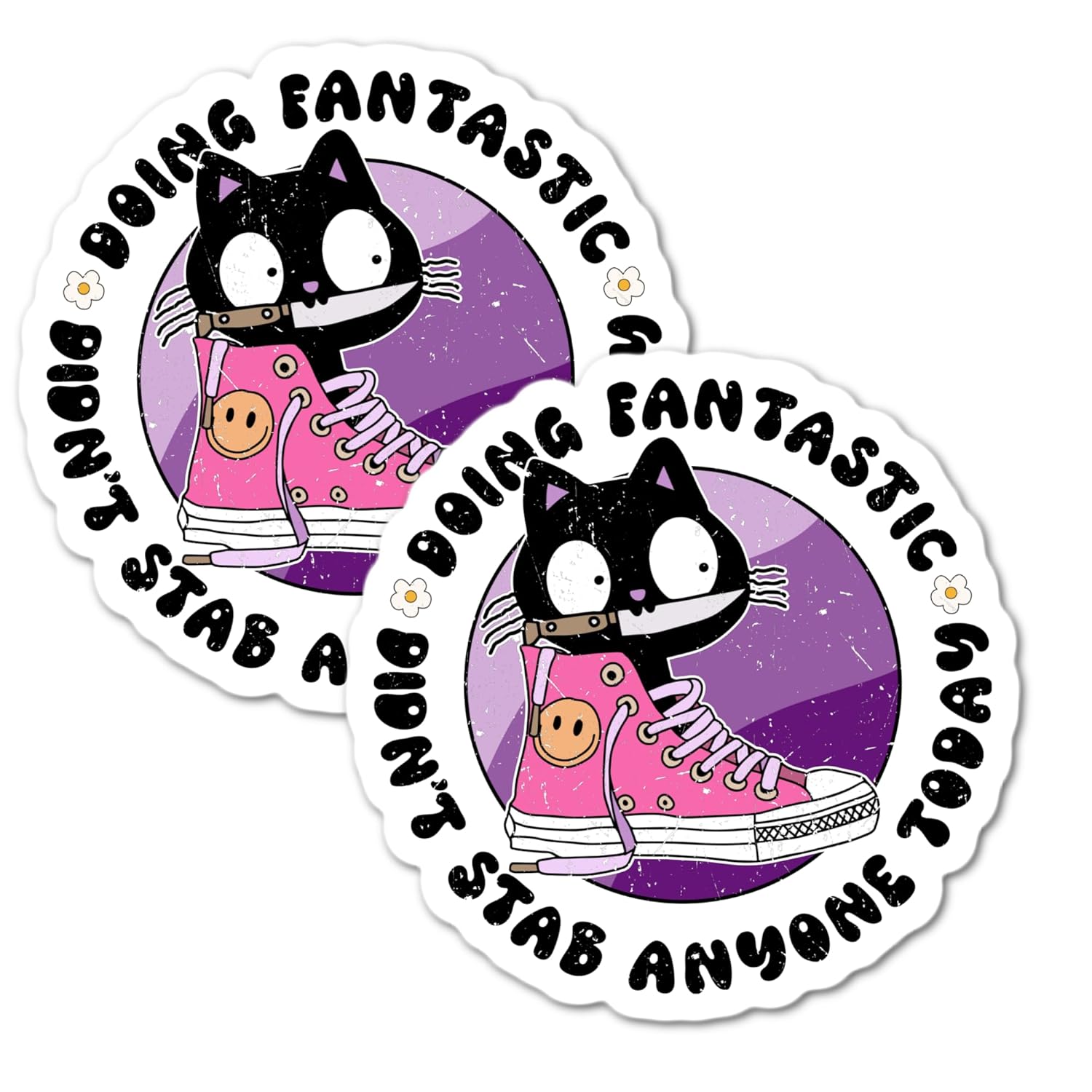 Amazon.com: Doing fantastic didn't stab anyone today Set of 2 Sticker ...
