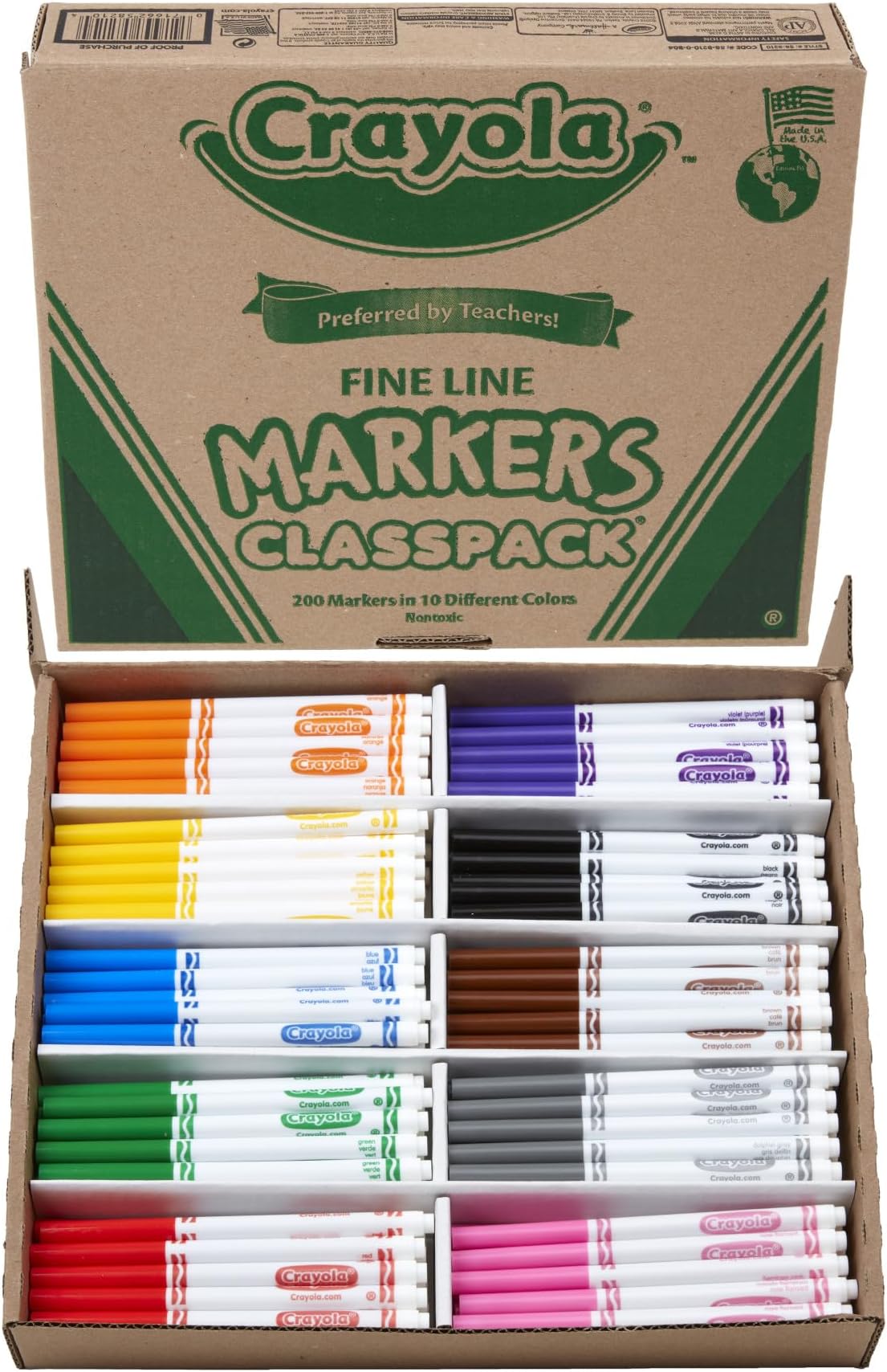 Amazon.com: Crayola Fine Line Markers Classpack (200ct), Bulk Kids ...