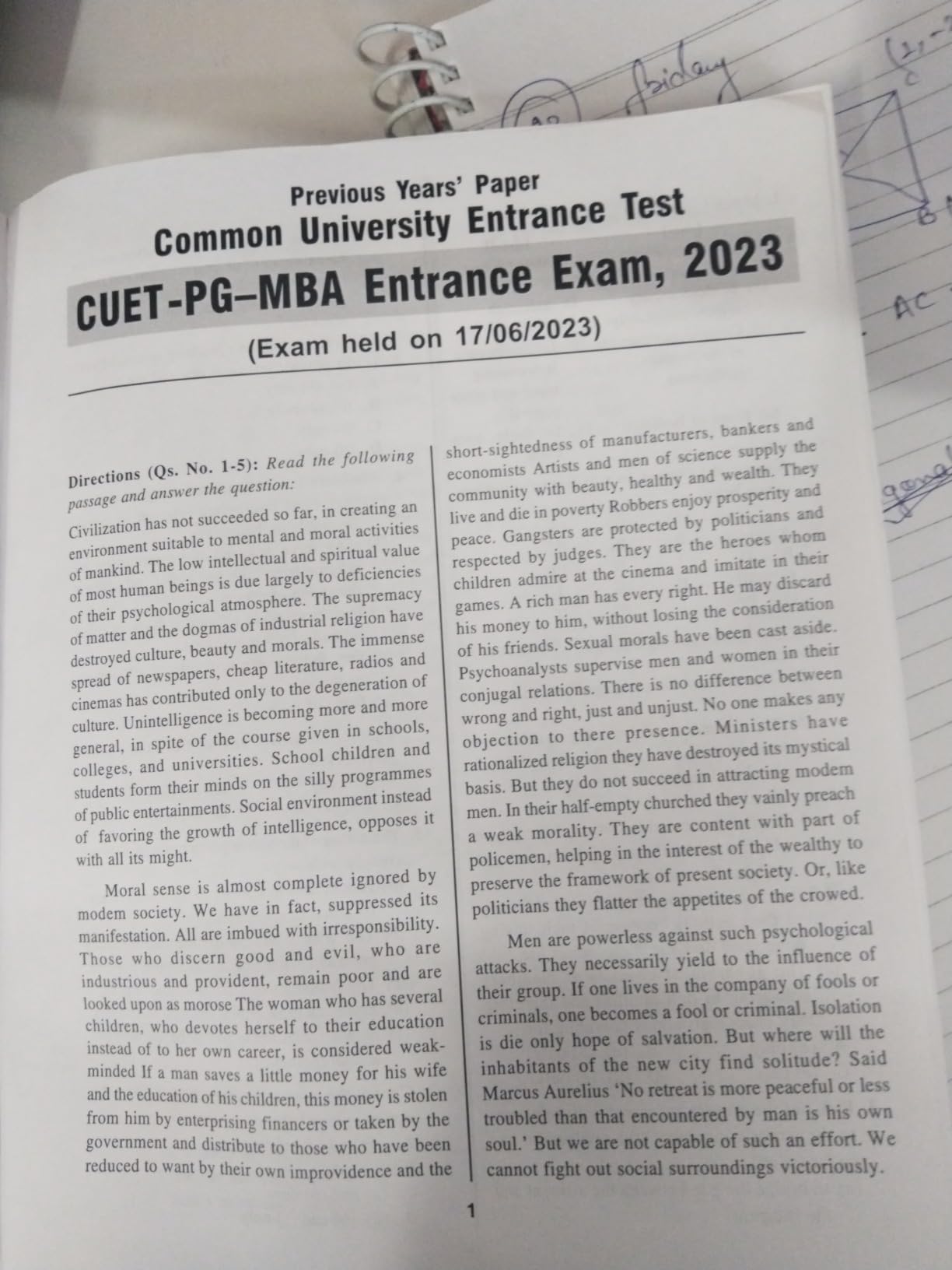 Buy CUET PG MBA Entrance Exam ( Test Paper Code - COQP12 ) Previous ...