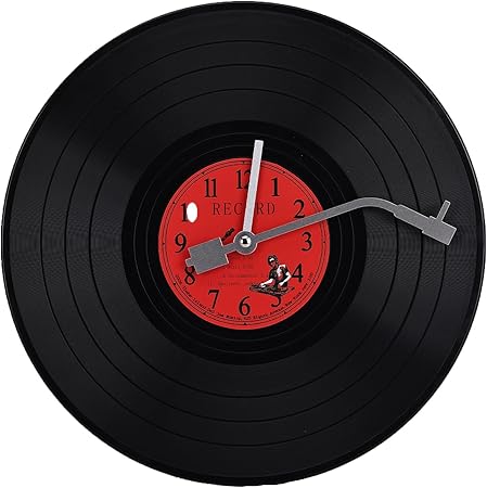 Amazon.com: UANYEMON Musical Black Vinyl Record Wall Clock Battery ...