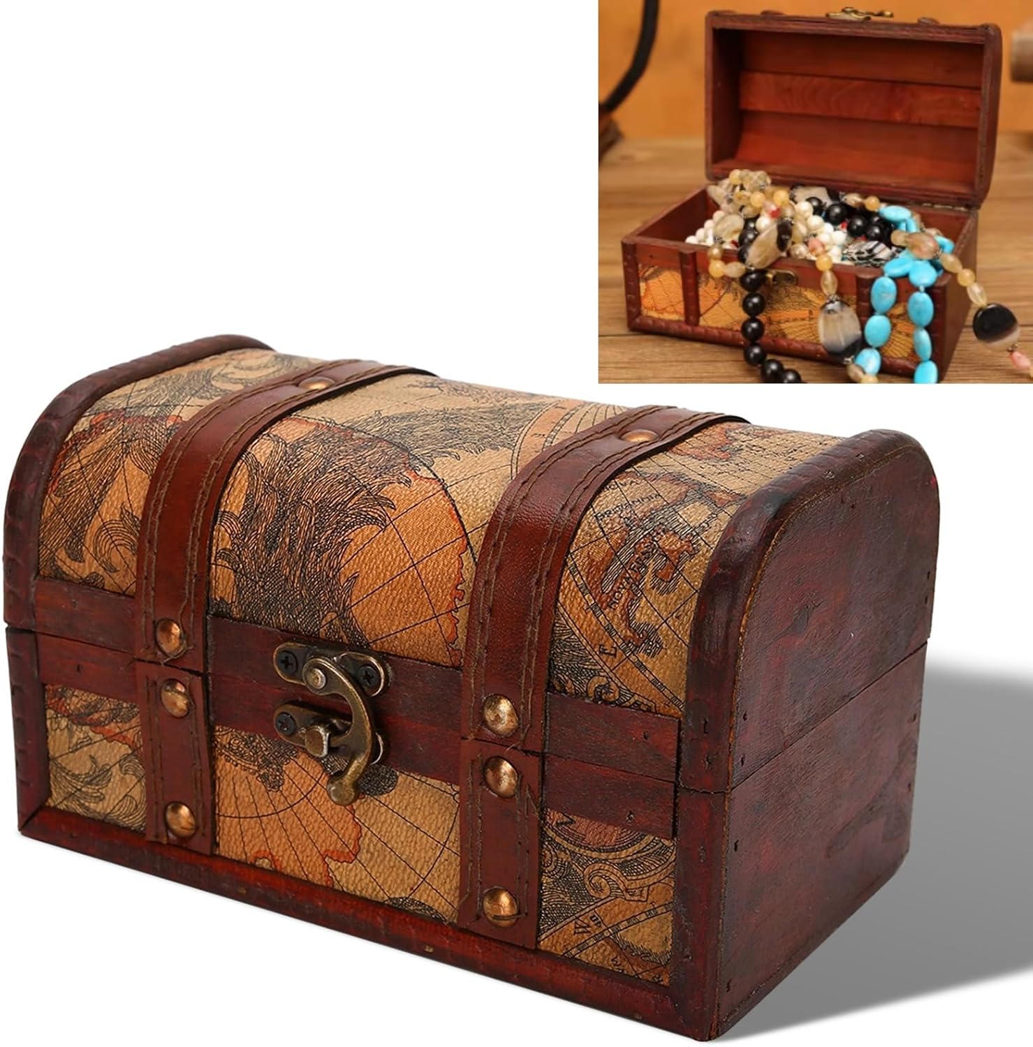 Amazon.com: EIMSOAH Vintage Wooden Treasure Chest Box, Treasure Chest ...