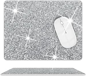 Amazon.com: Mouse Pad Diamond Silver Glitter Sparkle Mousepad Bling ...