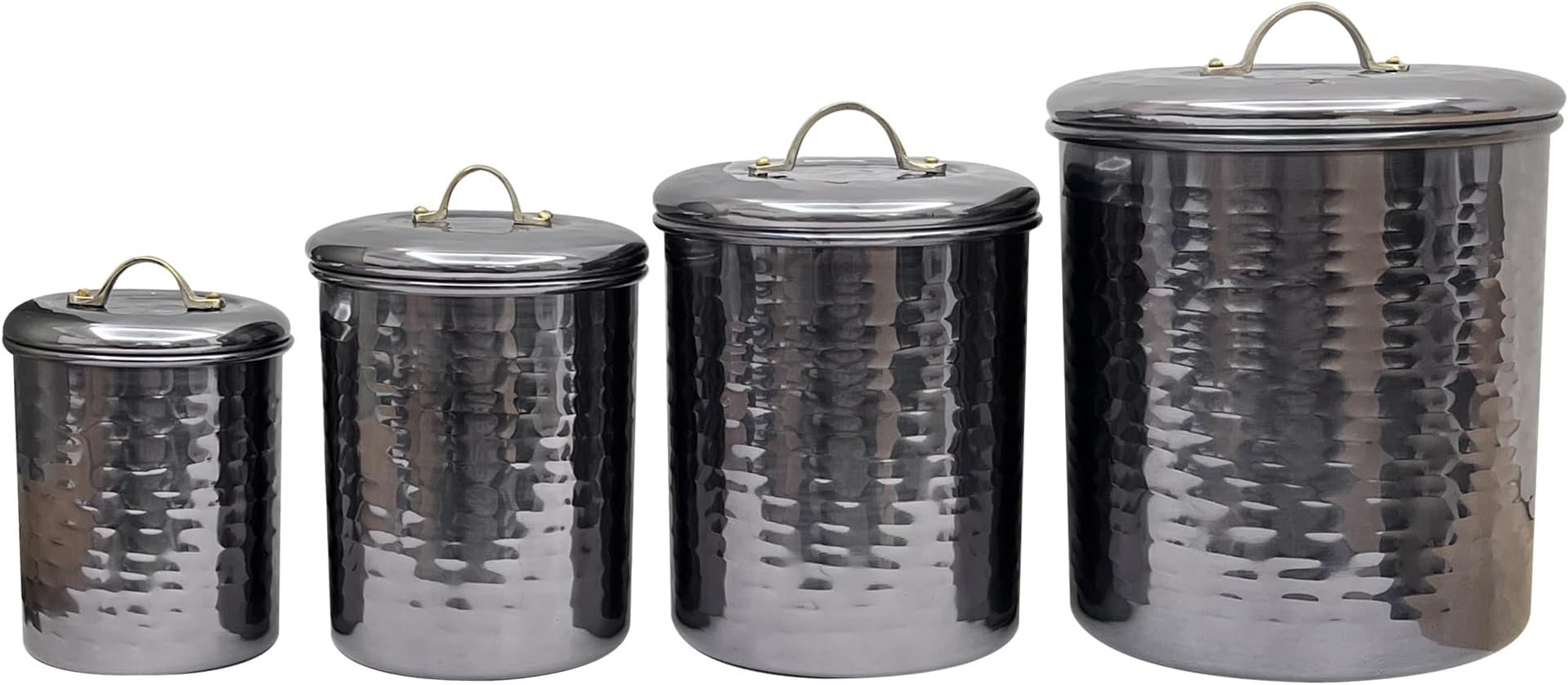 Amazon.com: nu steel Set Of 4 Food storage Container Kitchen Hammered ...