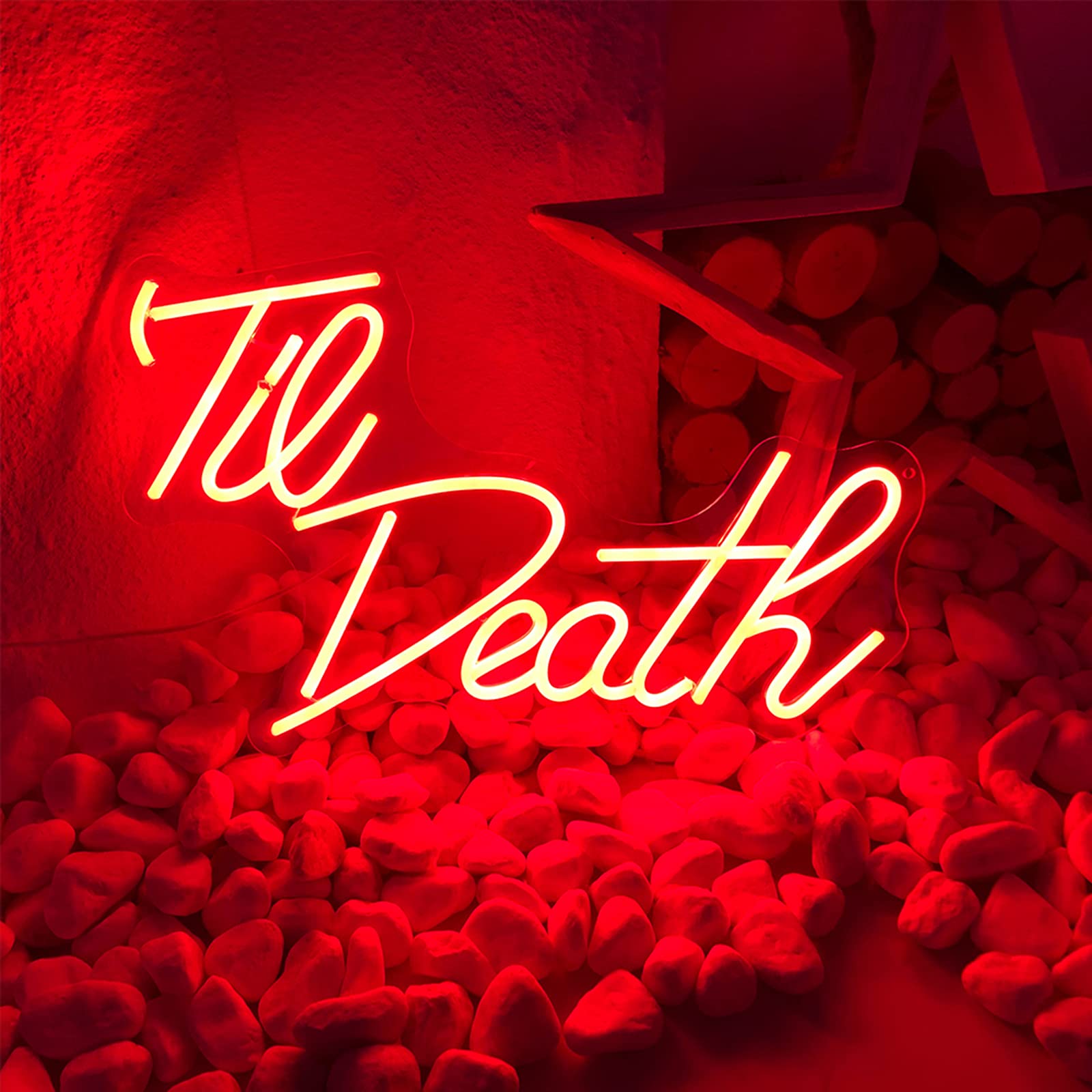 ZPLNOSIN Til Death Neon Signs-Transparent Acrylic with Dimmer Light Up ...