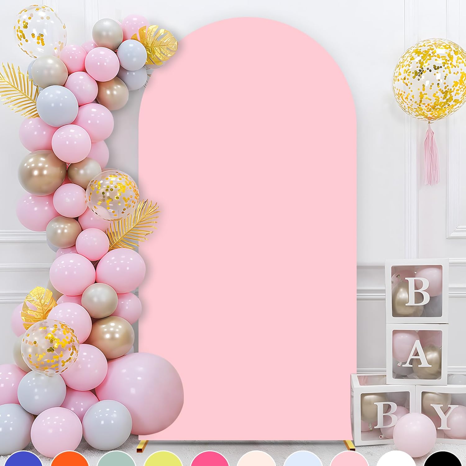 Amazon.com: Kusamue 6.6 FT Pink Arch Backdrop Cover Fabric Fitted ...