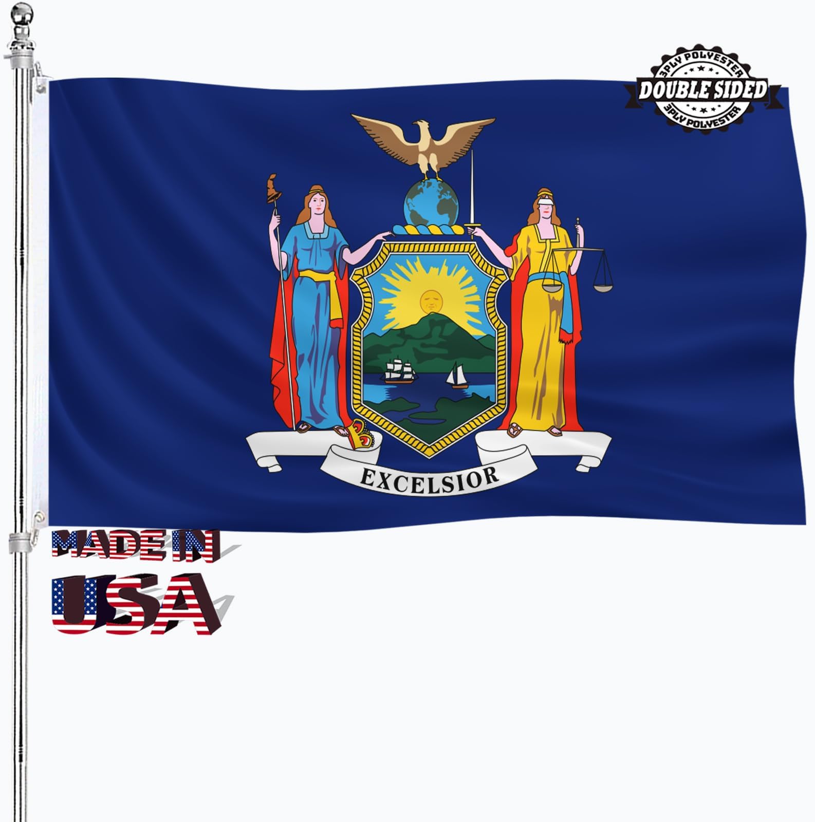 Amazon.com : New York State Flag 3x5 Double Sided NY State Flags ...