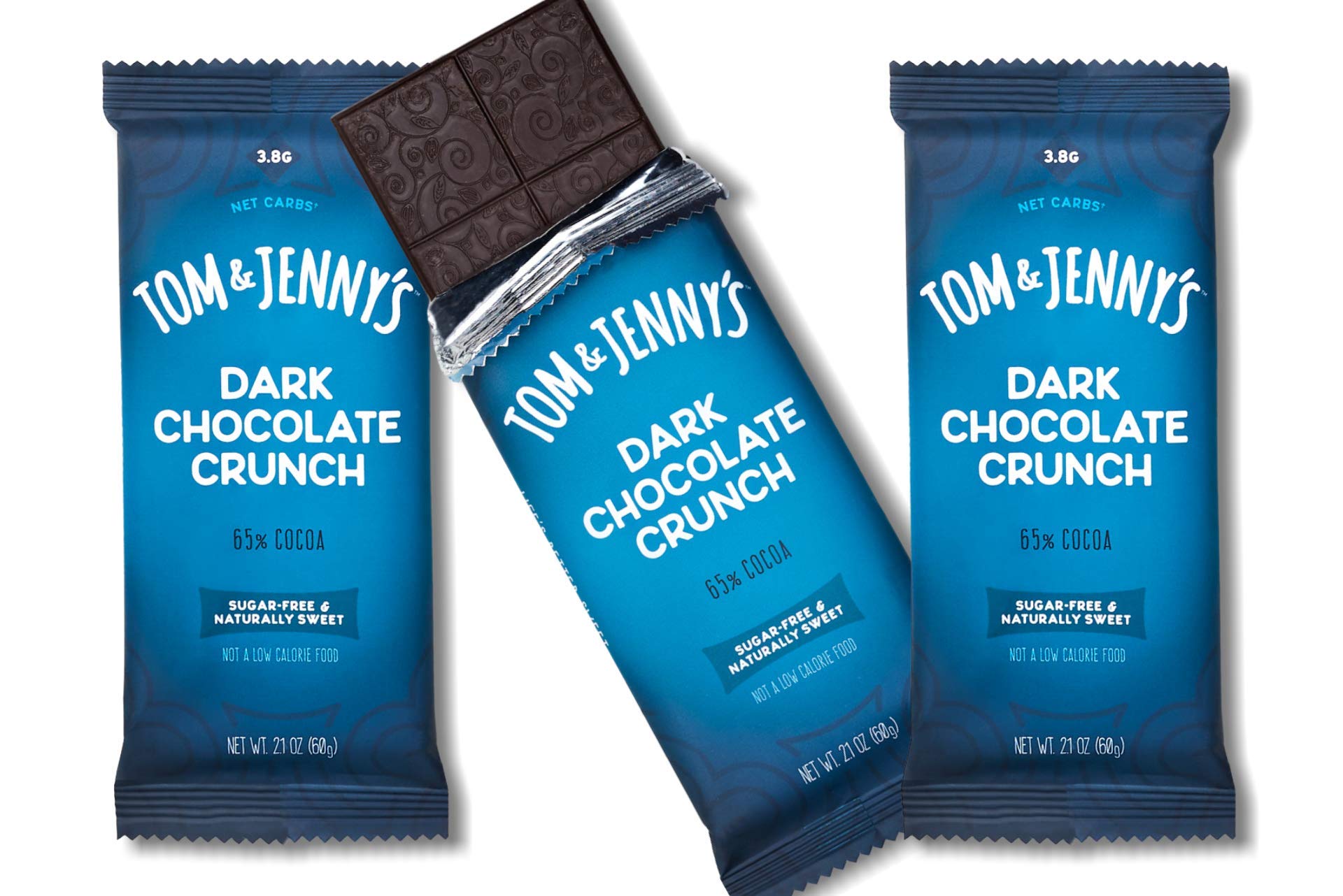 Buy Tom & Jenny's Sugar Free Dark Chocolate Crunch Bar (65%) - Low Net ...