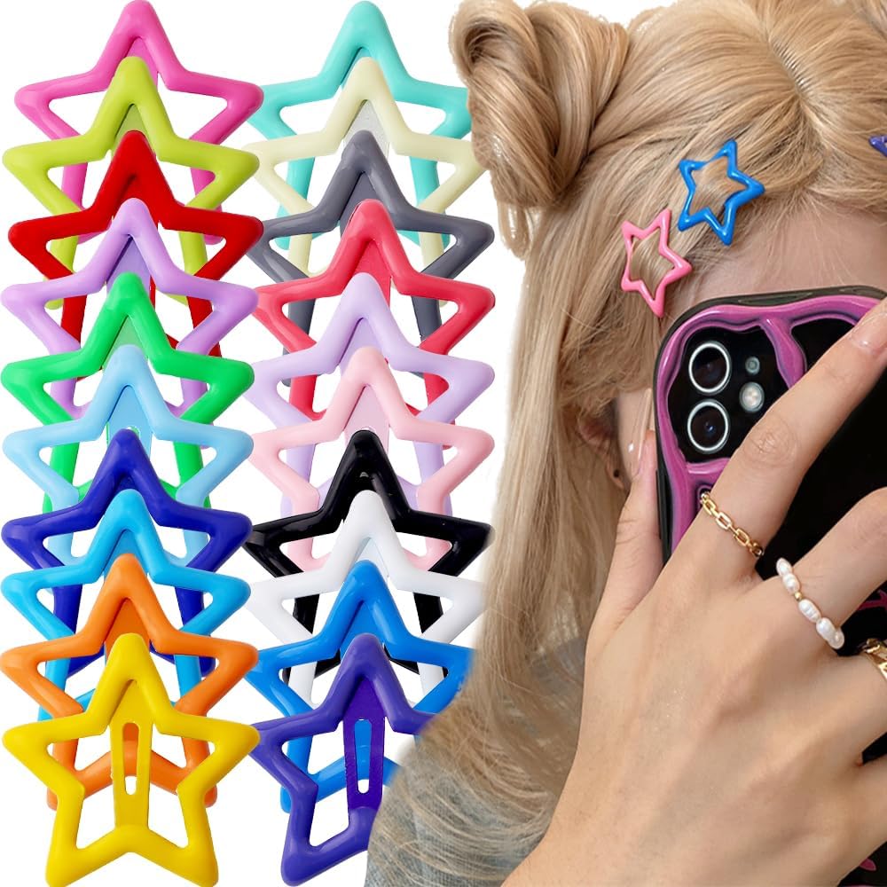 Amazon.com : Myhiju 40 Pcs Y2K Star Hair Clips,Colorful Stars Hair Clip ...