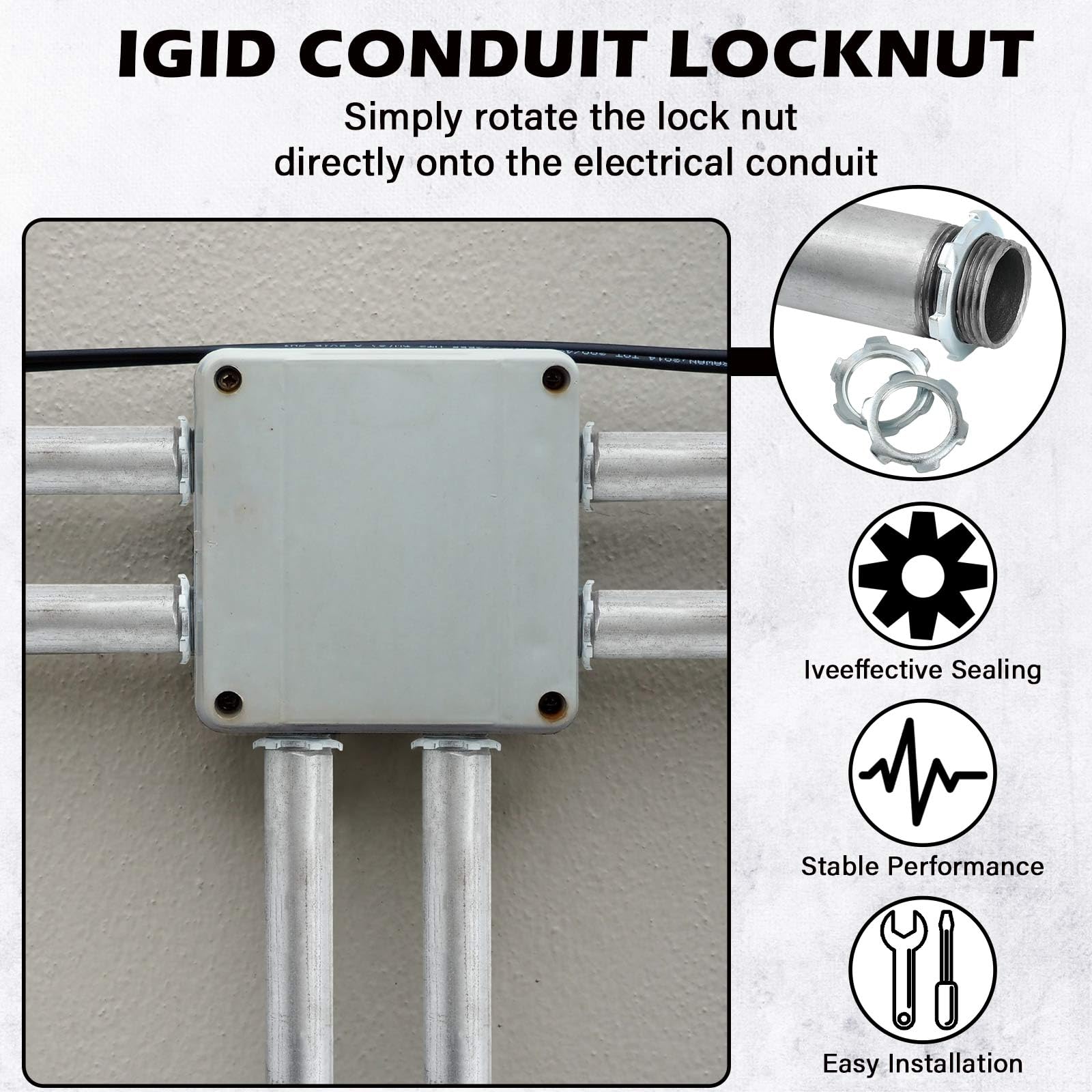 Snapklik.com : Yaocom 50 Pcs Electrical Conduit Lock Nut Rigid Lock Nut ...