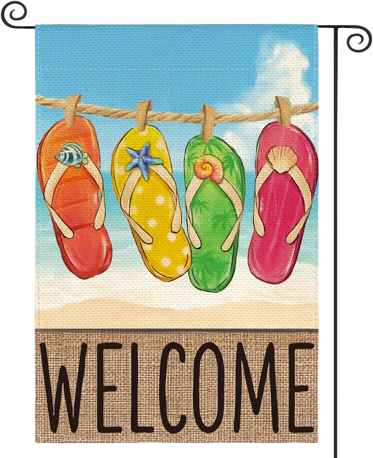 Amazon.com : AVOIN colorlife Summer Beach Flip-flop Garden Flag 12x18 ...