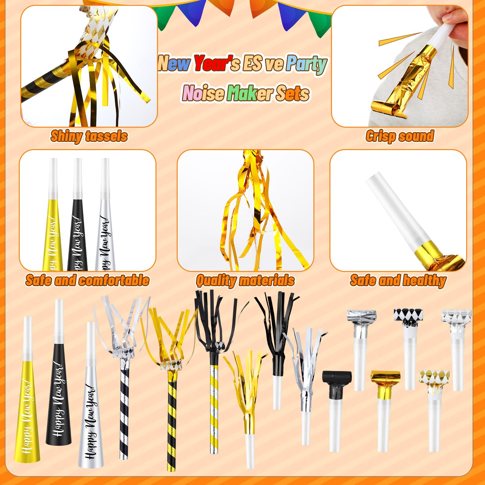 Snapklik.com : 150 Pieces 2025 New Years Eve Party Favors Glitter Noise ...