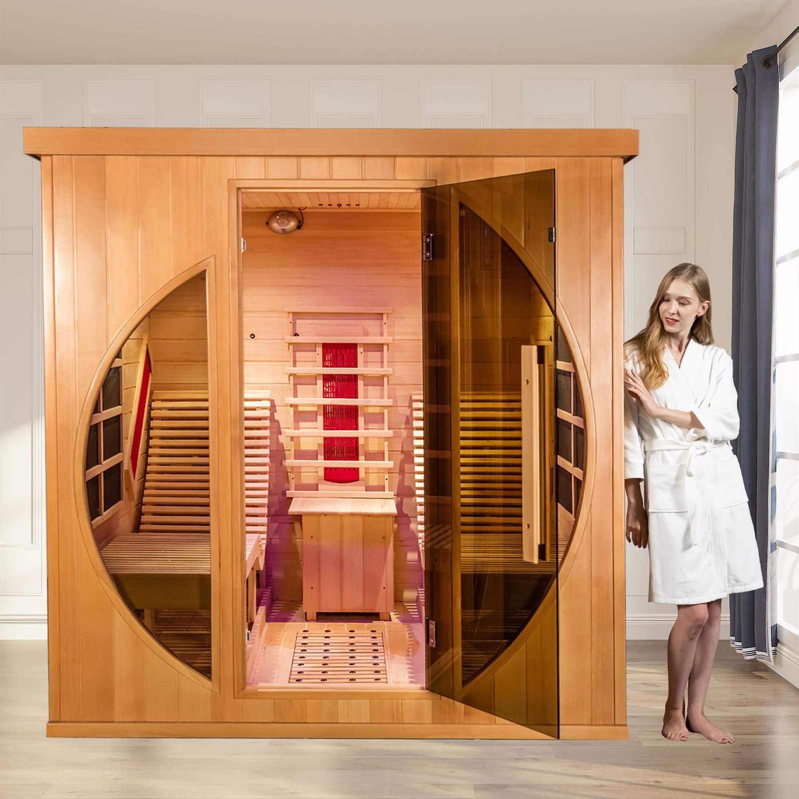 Amazon.com : Smartmak Far Infrared Two Person Luxurious Wood Sauna ...