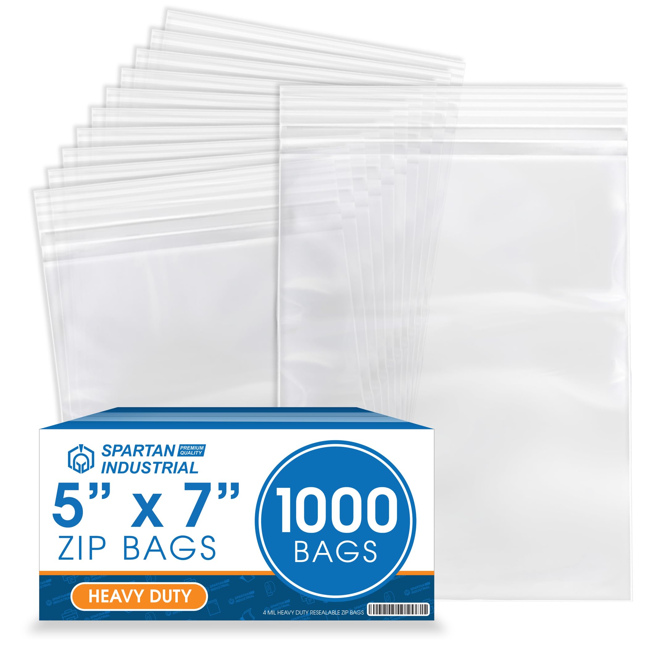 Spartan Industrial - 5” X 7” (1000 Count) Thick 4 Mil Clear Reclosable ...