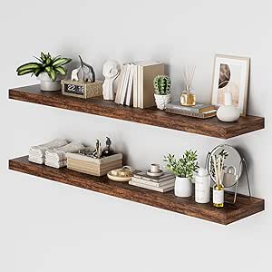 Amazon.com: Heimlove 12 Inch Deep Floating Shelves, 55 x 12 inch Extra ...
