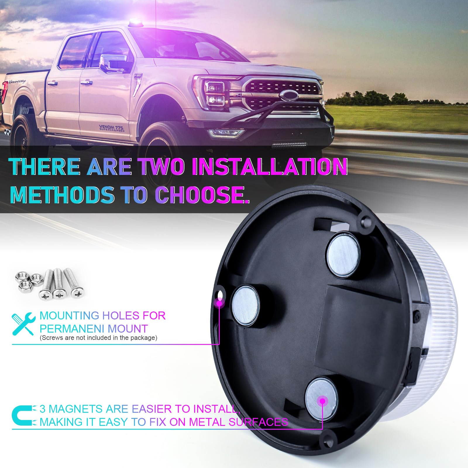 Snapklik.com : Wireless Magnetic LED Beacon Light,Purple Green Blue ...