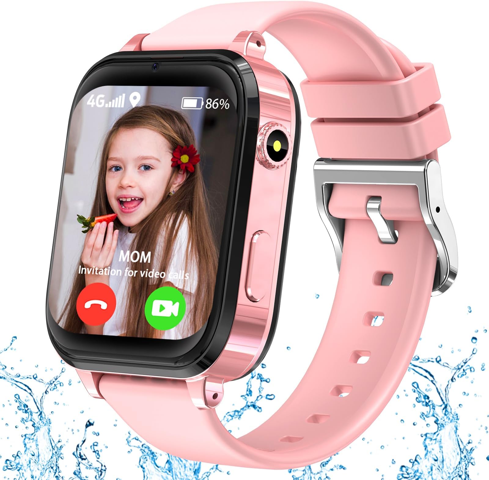 4G Smartwatch Kinder mit und Telefon & HD Video, Sprachchat, Gesichtsentsperrung, Schulmodus-Uhr ...