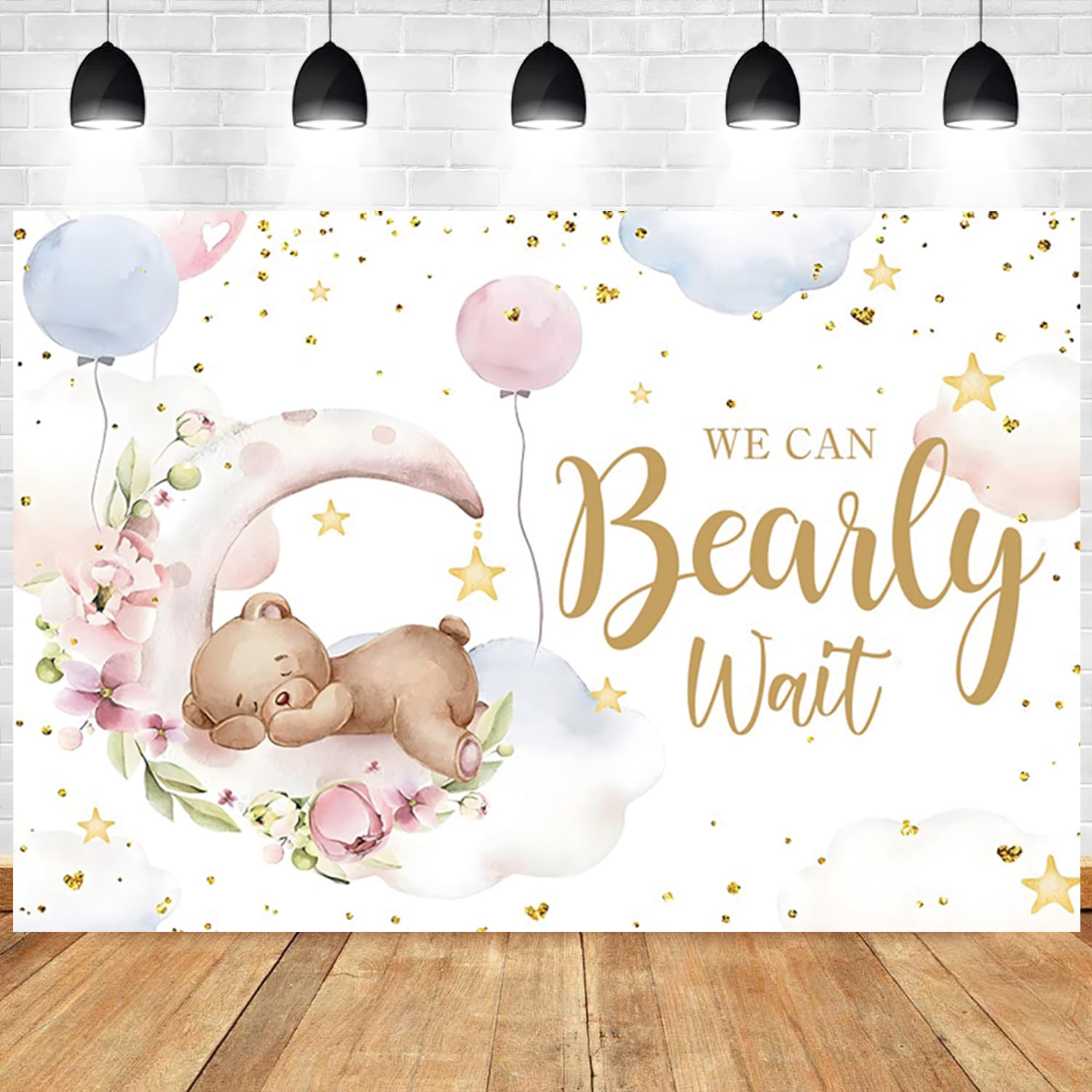 Amazon.com : 12x8ft Bear Baby Shower Backdrop We Can Bearly Wait ...