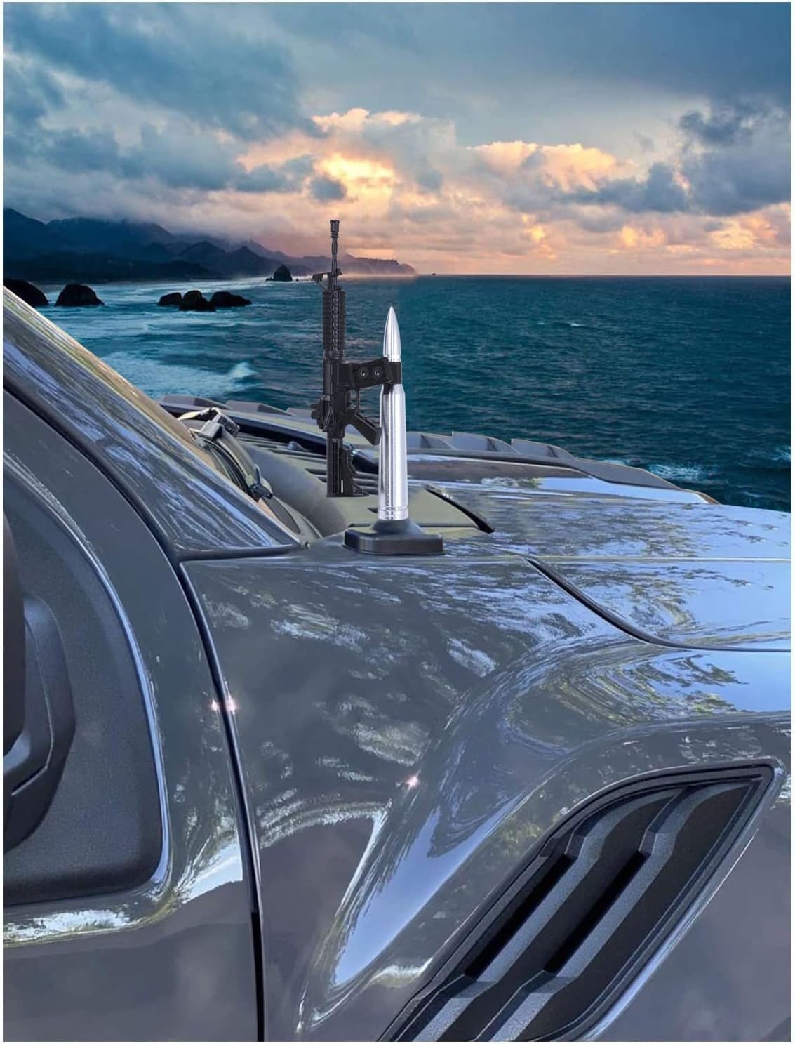 VMS Racing AR-15 M4 M16 Plata 50 Cal Calibre Bullet Antena antirrobo y ...