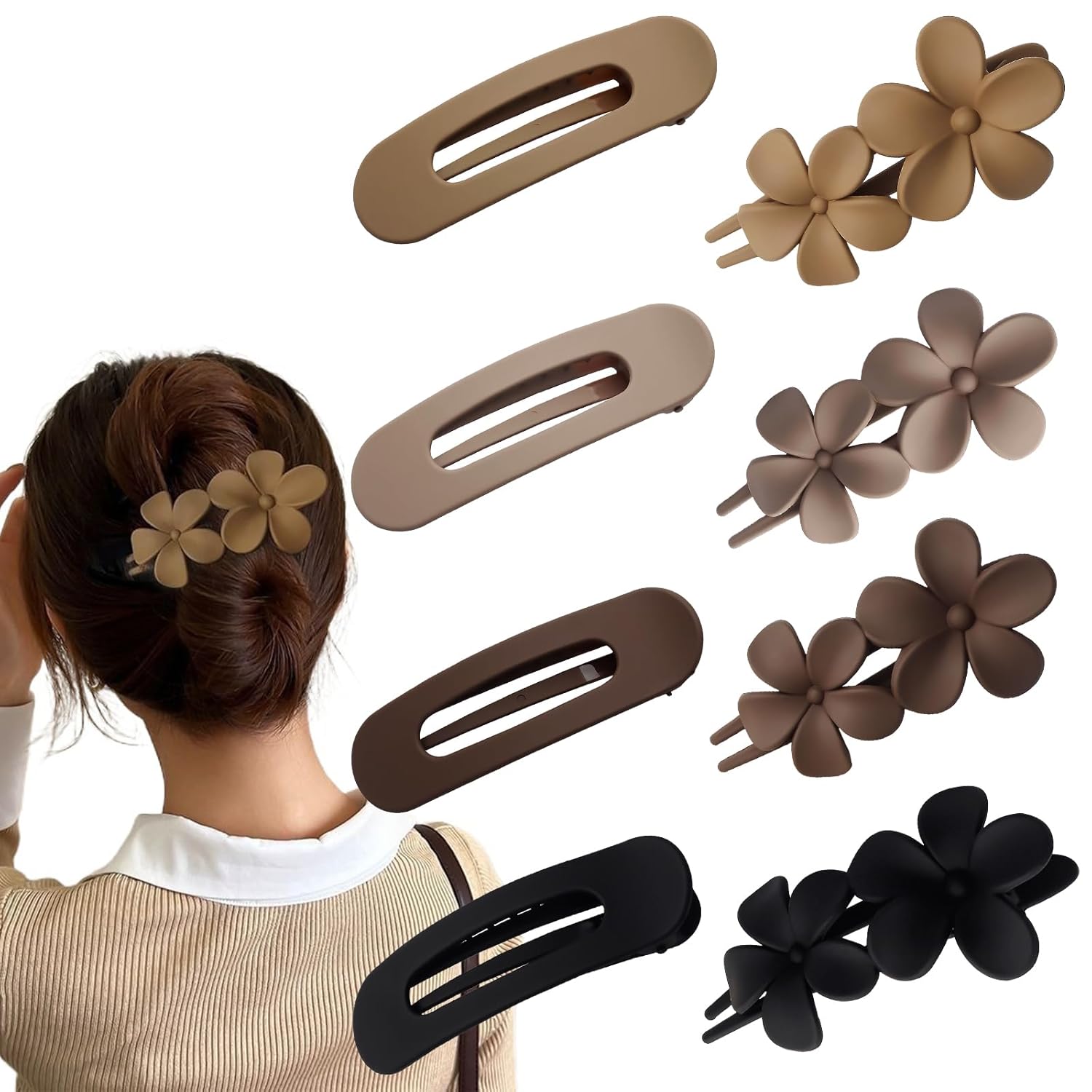 Amazon.com: 8Pcs Flat Hair Claw Clips, French Concord Flat Hair Clips ...