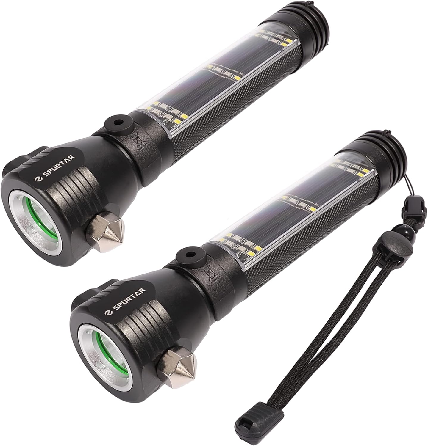 Spurtar Solar Powered Flashlight Super Bright 300 Lumen 2 Packs Lantern ...