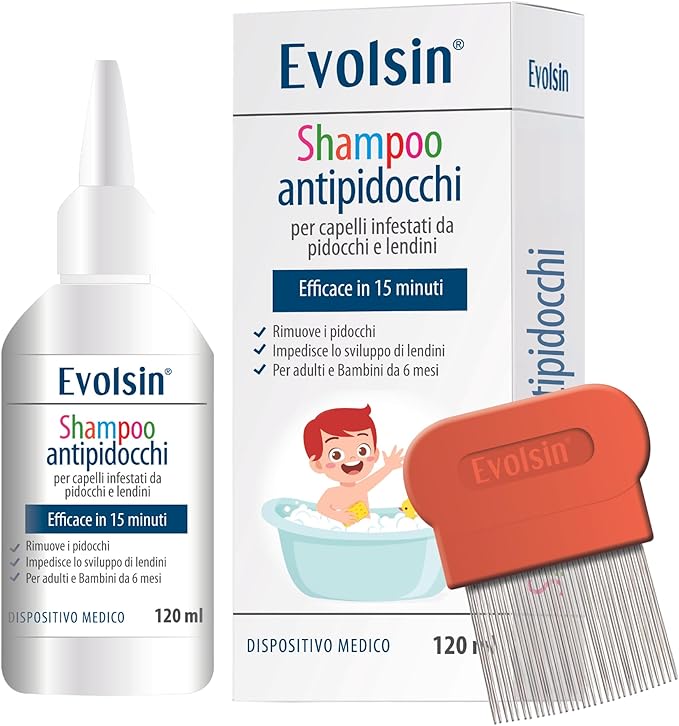 Evolsin - Shampoo pidocchi con pettine pidocchi e lendini per adulti e ...