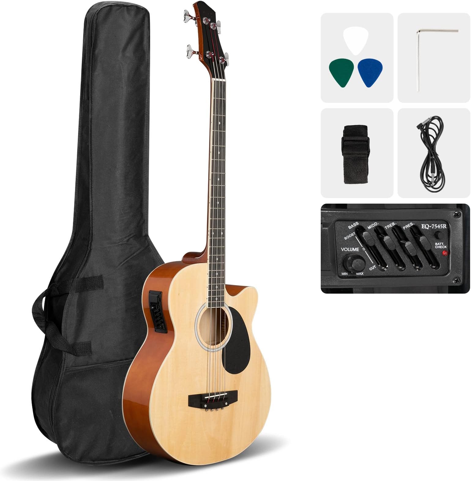 Amazon.com: Oscar Schmidt OB100 Acoustic-Electric Bass with Gig Bag ...