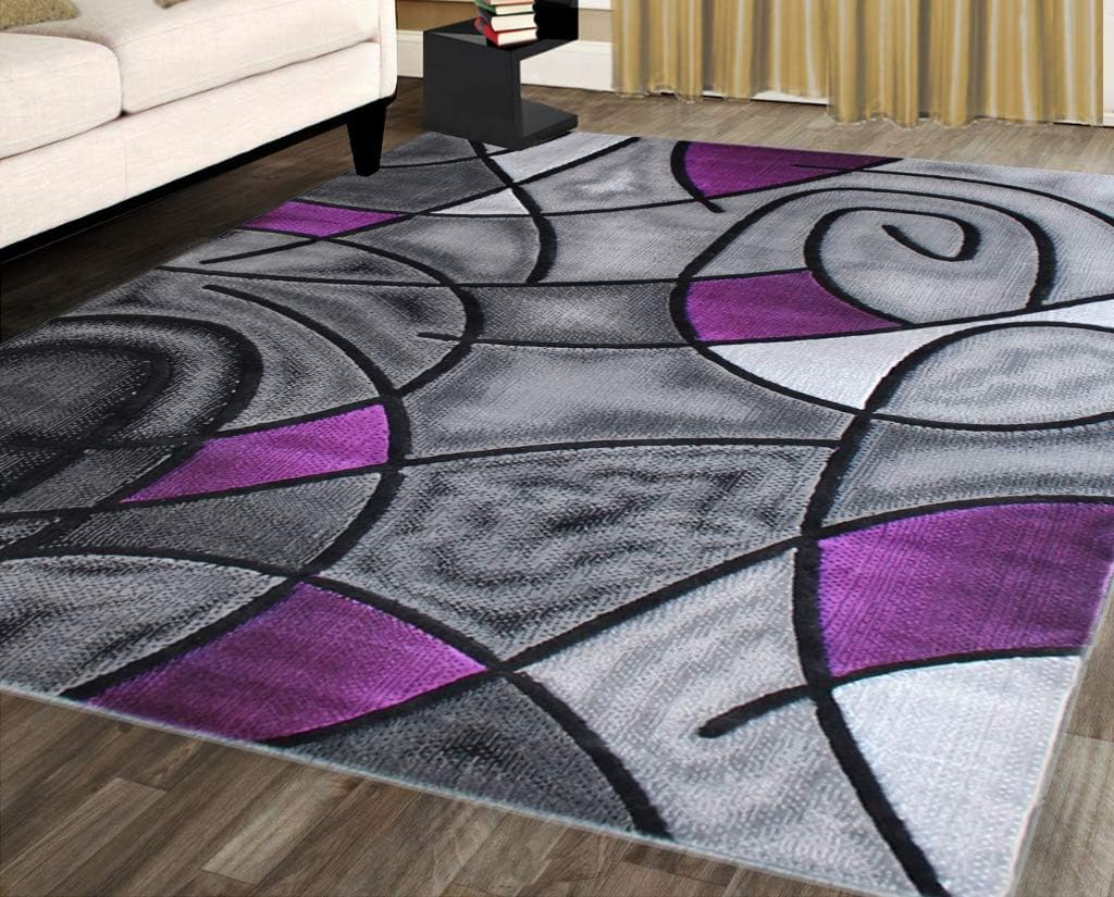 Amazon.com: Masada Rugs, Modern Contemporary Area Rug, Purple Grey ...